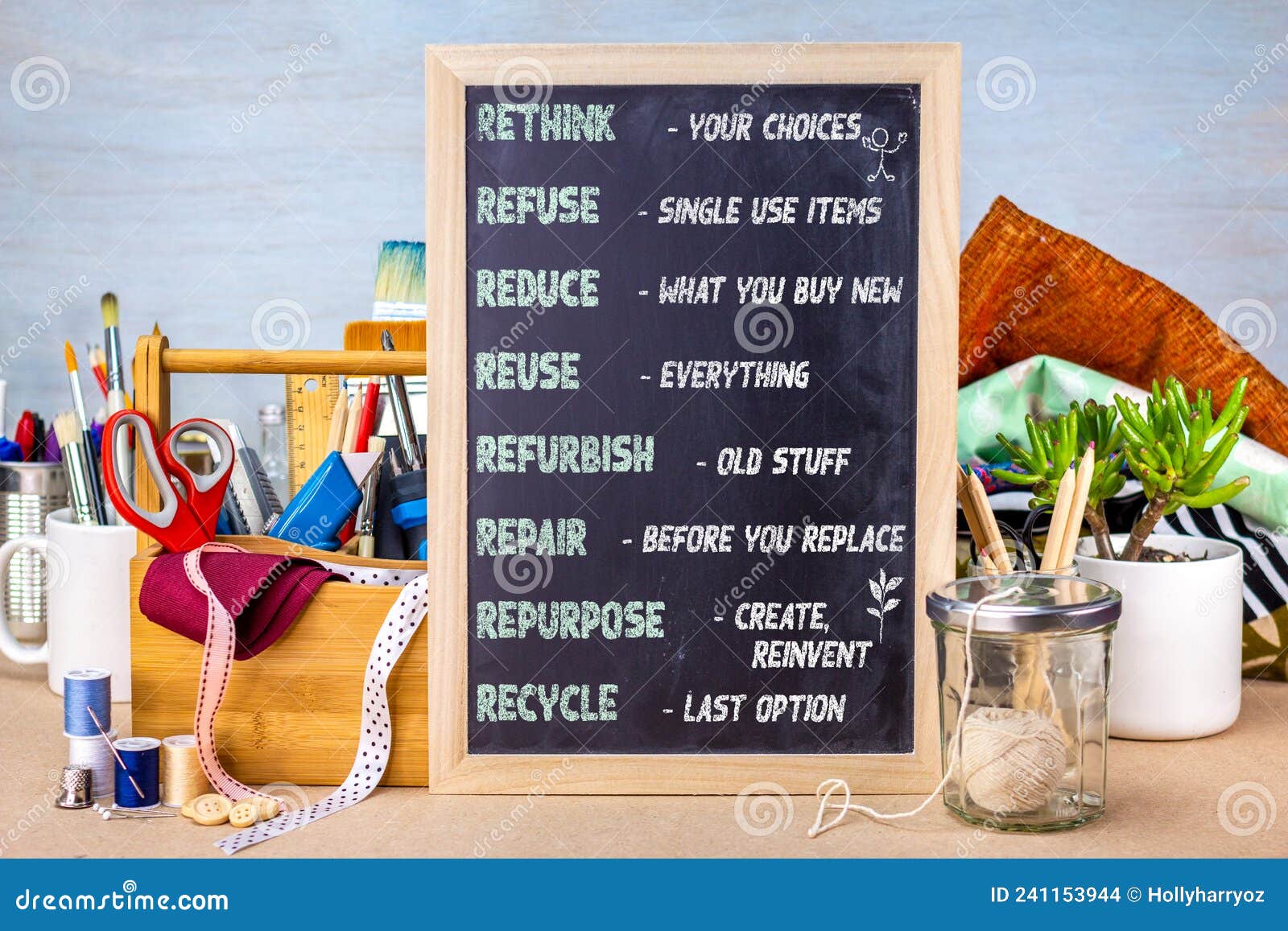 Sustainable Waste Management Message on Chalkboard Stock Photo - Image ...