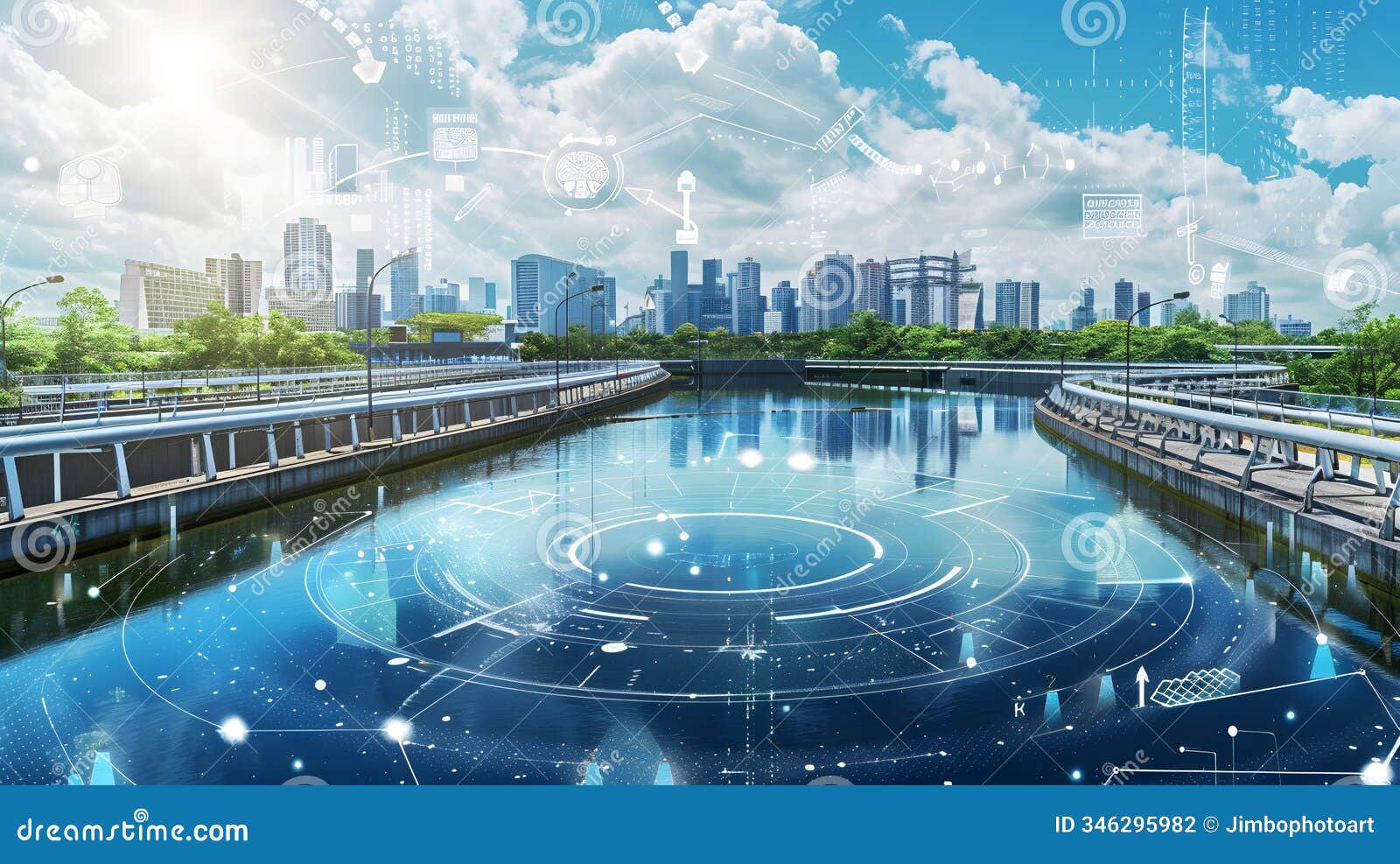 Sustainable Water Management Systems a City Advance Stock Illustration ...