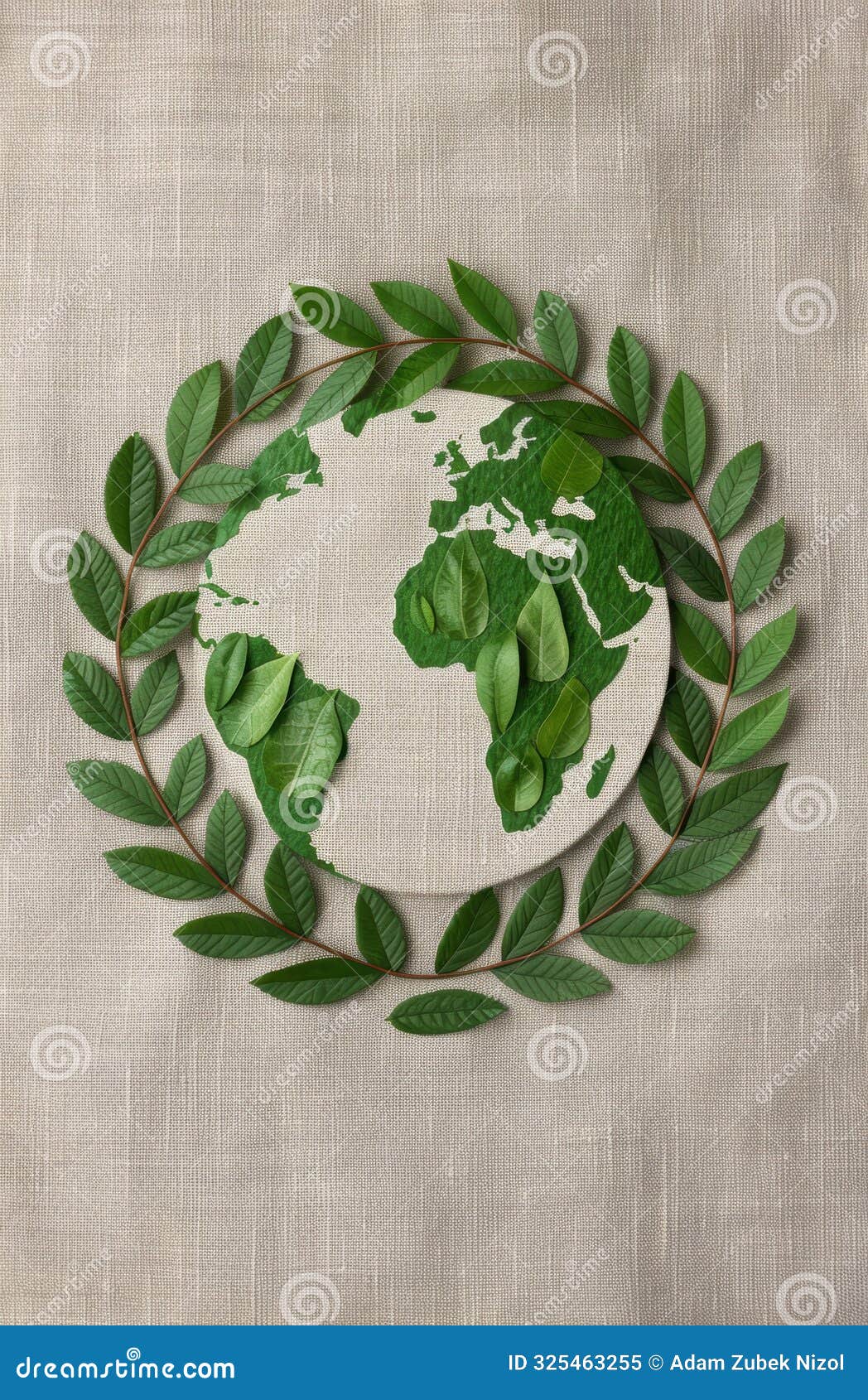 Sustainable World Map Made of Green Leaves Stock Illustration ...