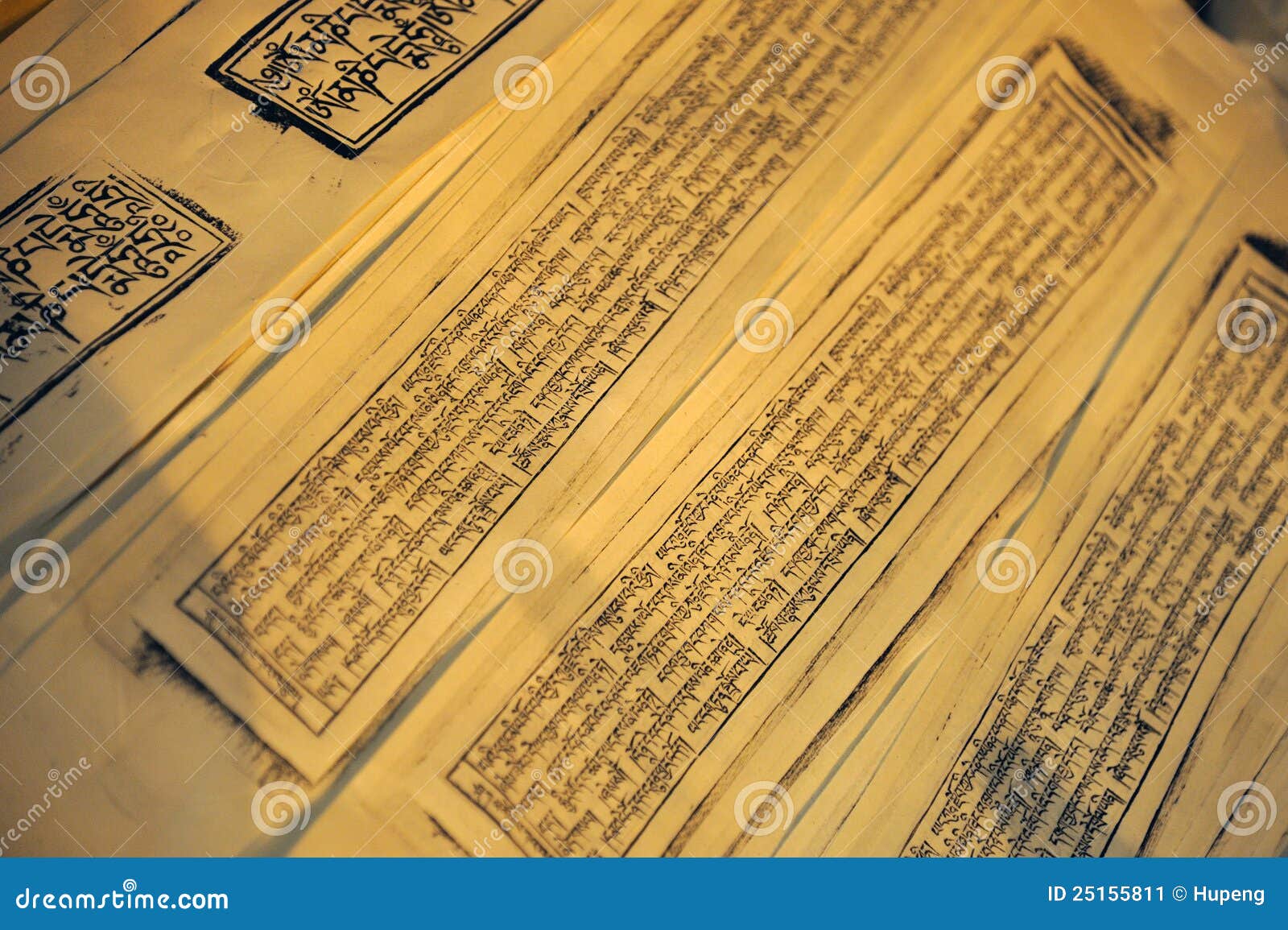 Ancient Sutras, Or Scriptures, Wrapped In Colorful Silk And Stacked ...