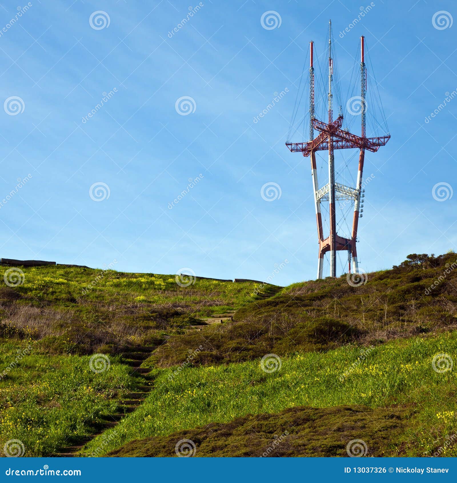 Sutro Tower stock photo. Image of metal, francisco, yellow - 13037326