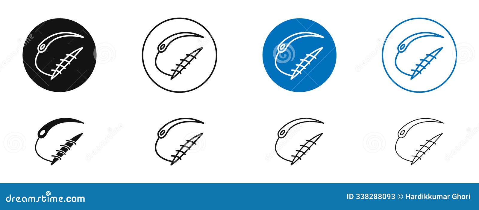 Suture Vector Icon In 6 Different Modern Styles. Black, Two Colored ...