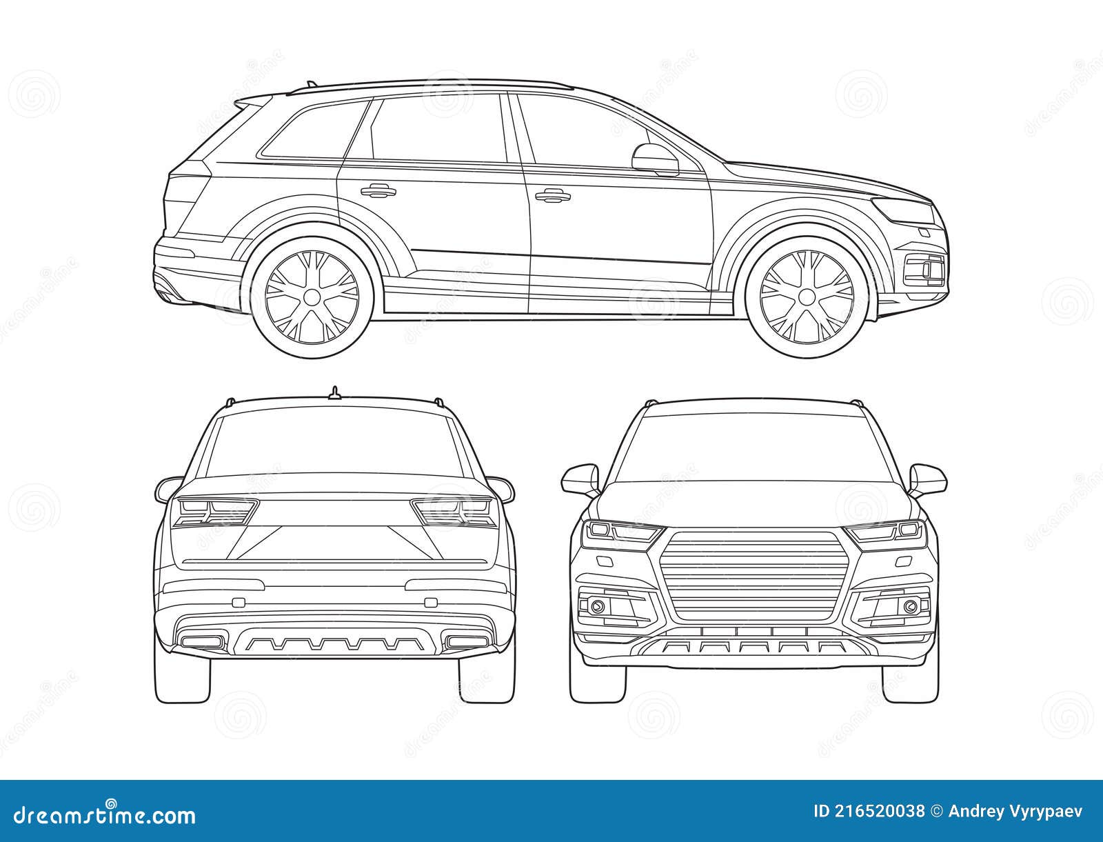 Contour drawing of an SUV stock vector. Illustration of vector - 216520038