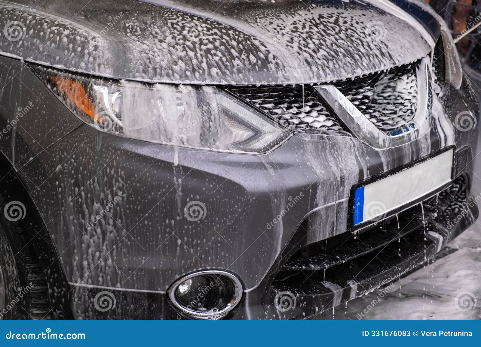 SUV Being Washed at Car Wash Stock Image - Image of selfwash, front ...