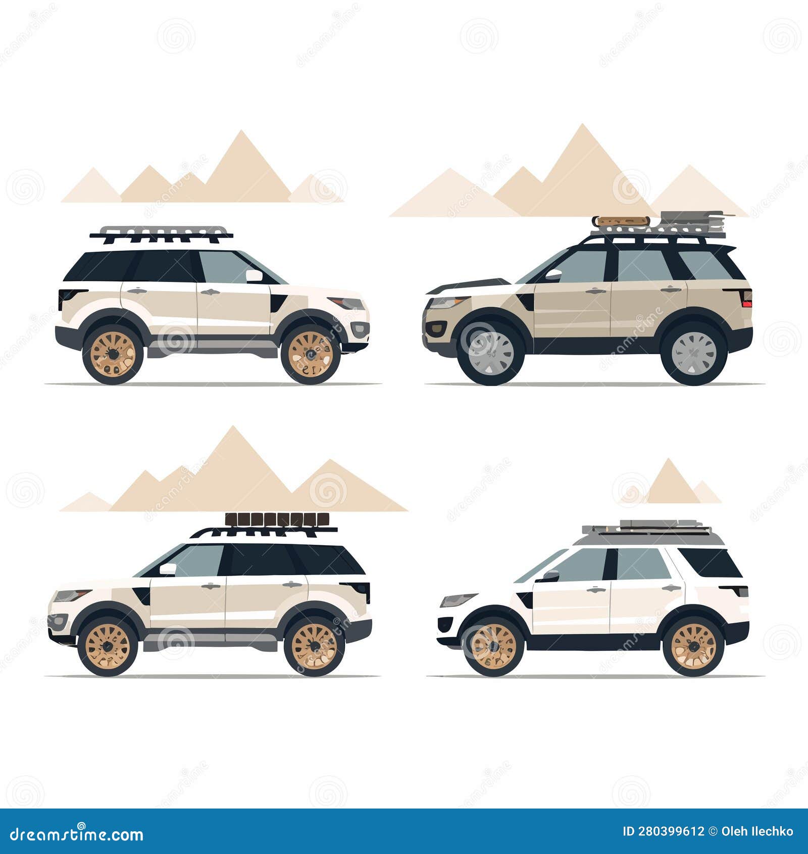 SUV Car Set Vector Isolated on White Stock Vector - Illustration of ...