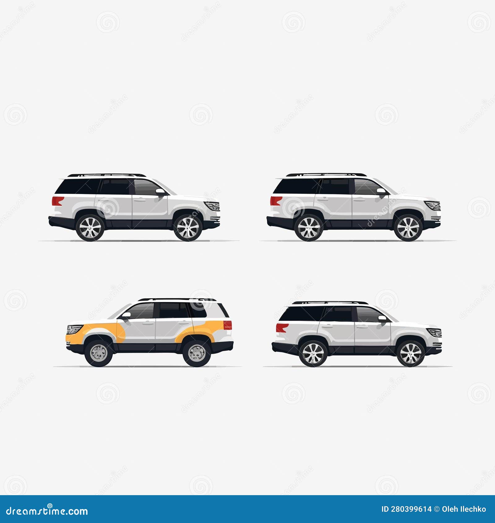 SUV Car Set Vector Isolated on White Stock Vector - Illustration of ...