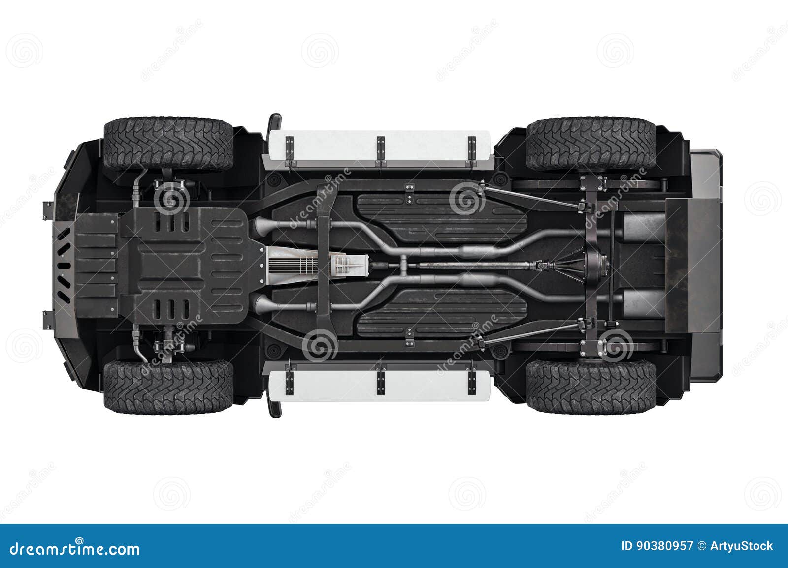 Suv Car 4wd Suspension, Bottom View Stock Illustration - Illustration ...