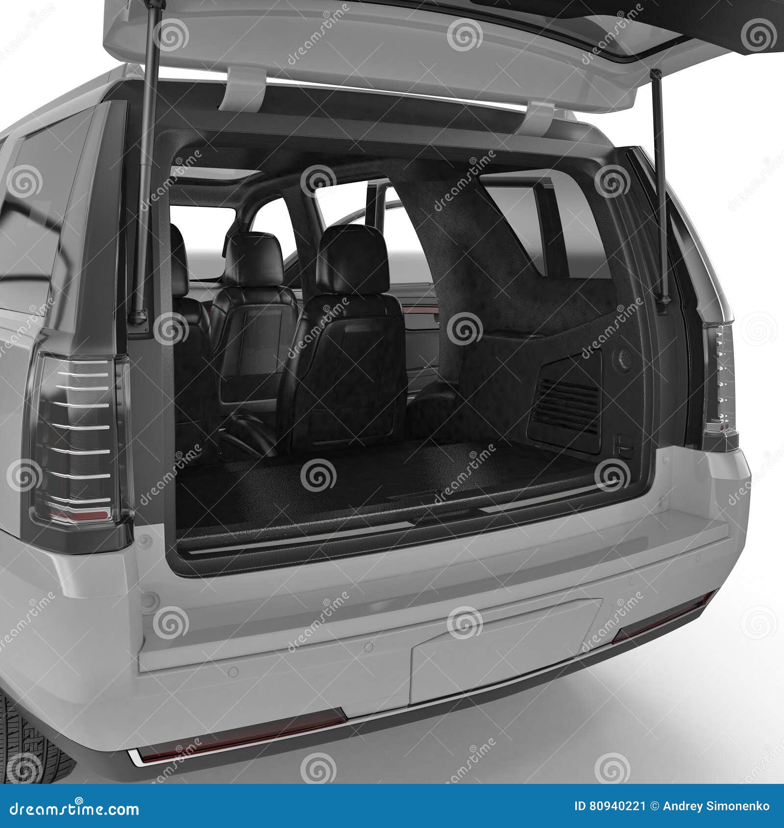 SUV Clean Empty Trunk Isolated on a White. 3D Illustration Stock ...