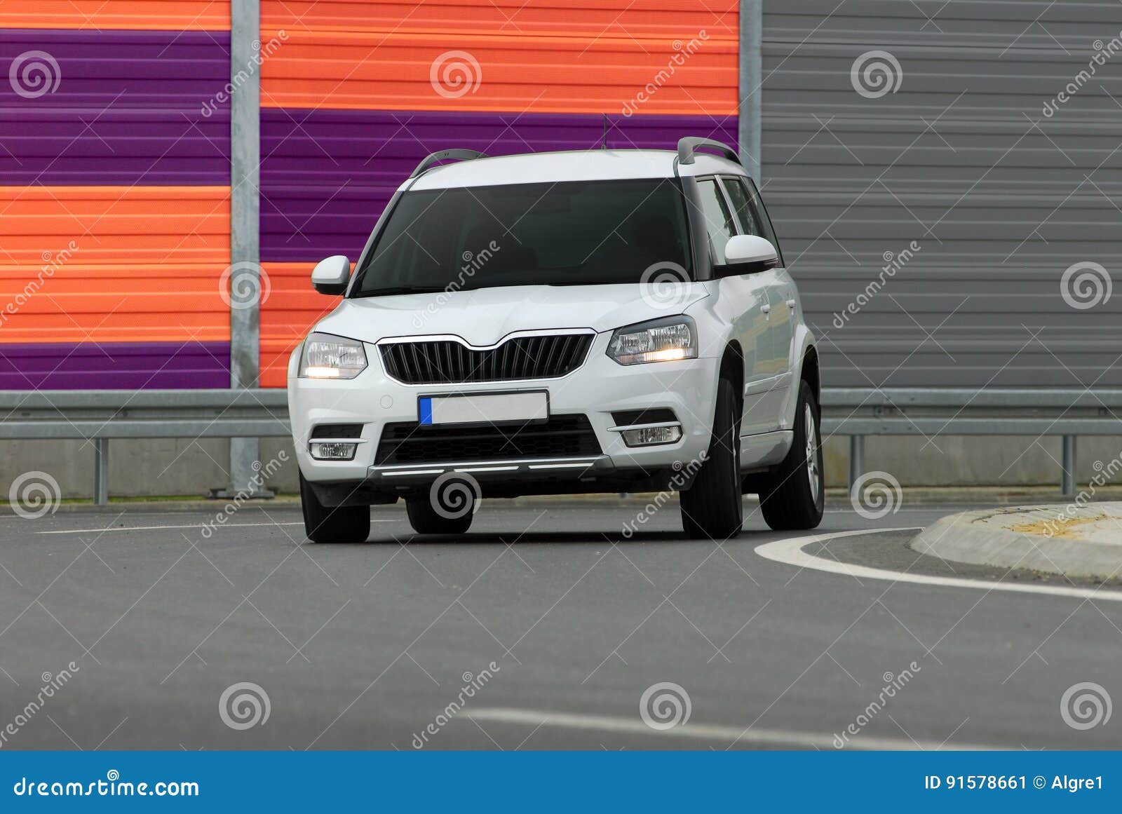 SUV driving too fast stock image. Image of curve, street - 91578661