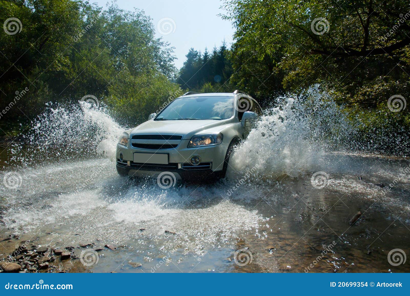 SUV in a mountain stream stock photo. Image of allroad - 20699354