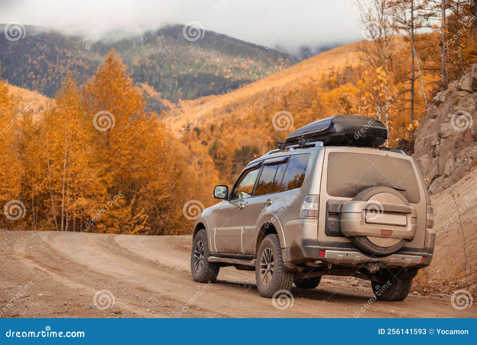 SUV on Scenic Autumn Road in the Forest Stock Image - Image of journey ...