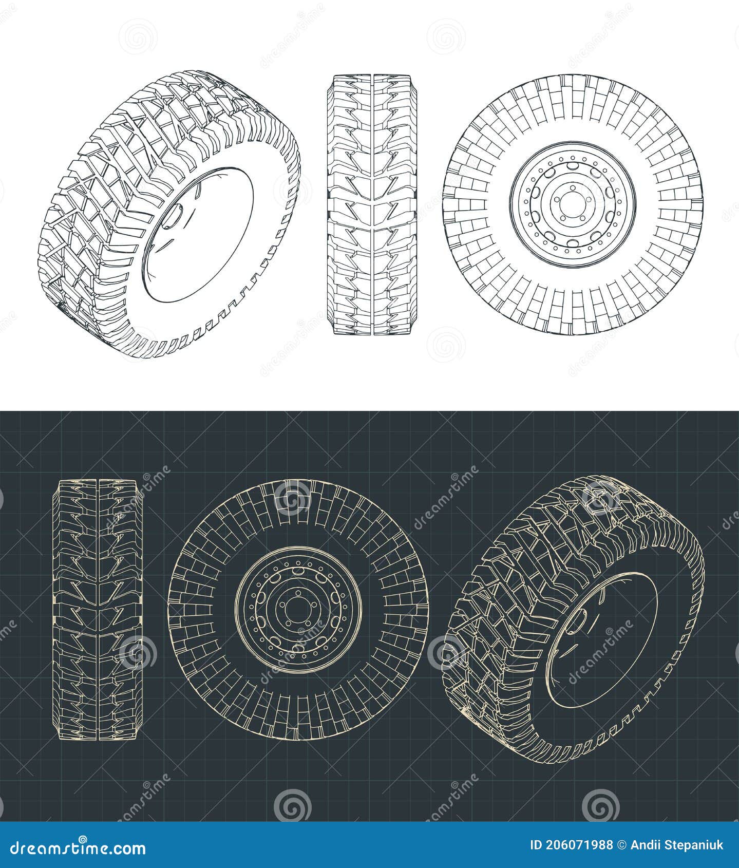 SUV wheel blueprint stock vector. Illustration of mechanism - 206071988