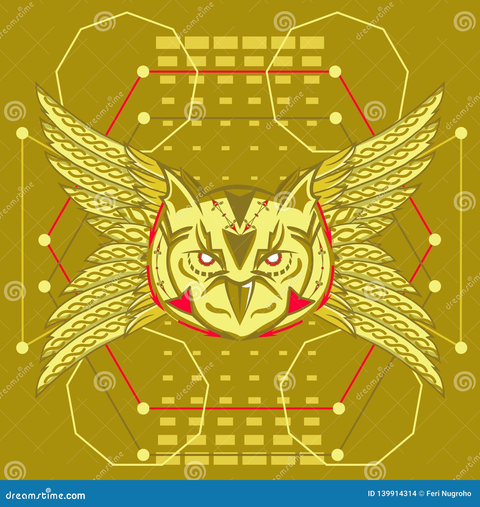 Owl sacred geometry stock illustration. Illustration of white - 139914314