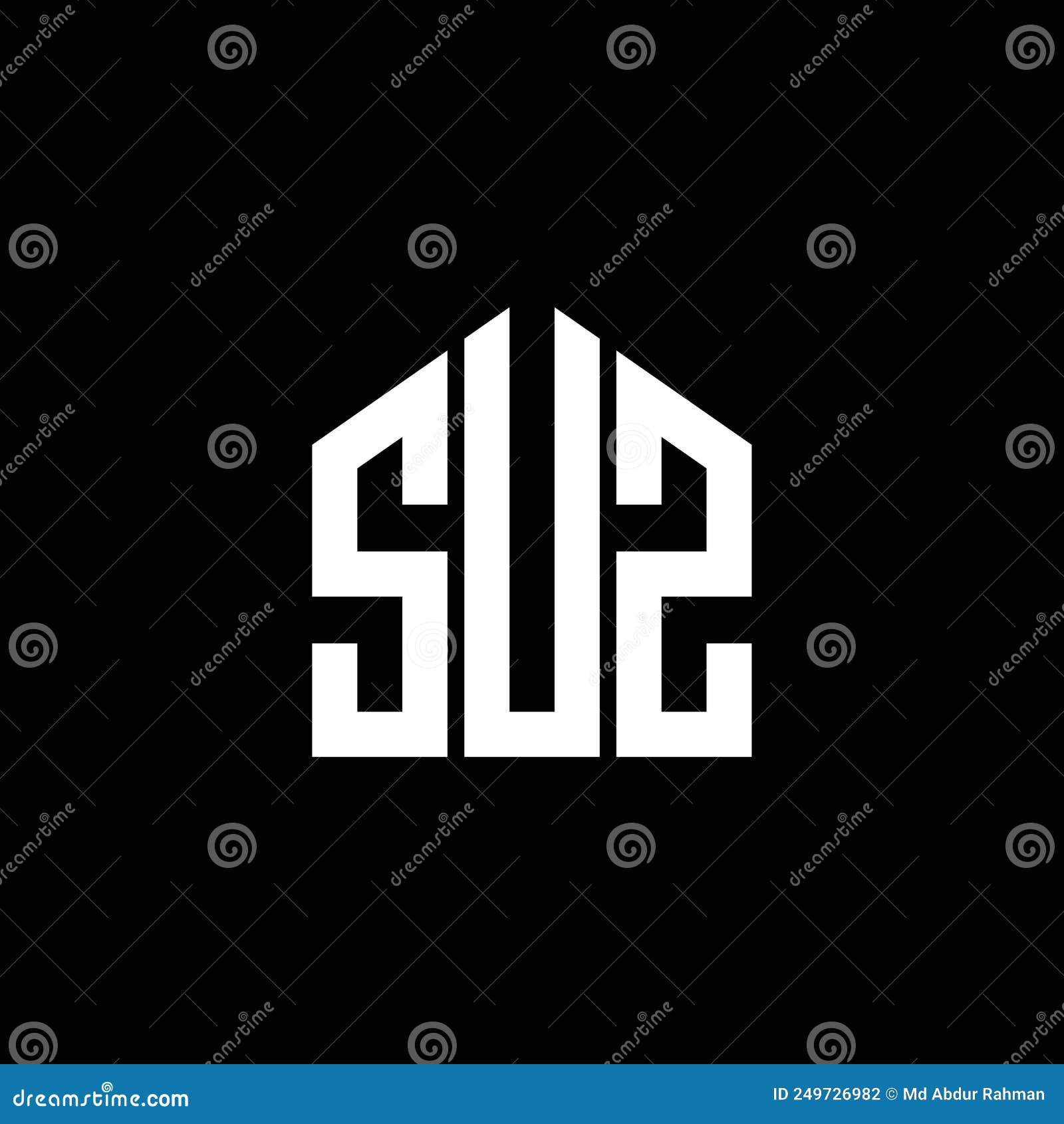 SUZ Letter Logo Design on BLACK Background. SUZ Creative Initials ...
