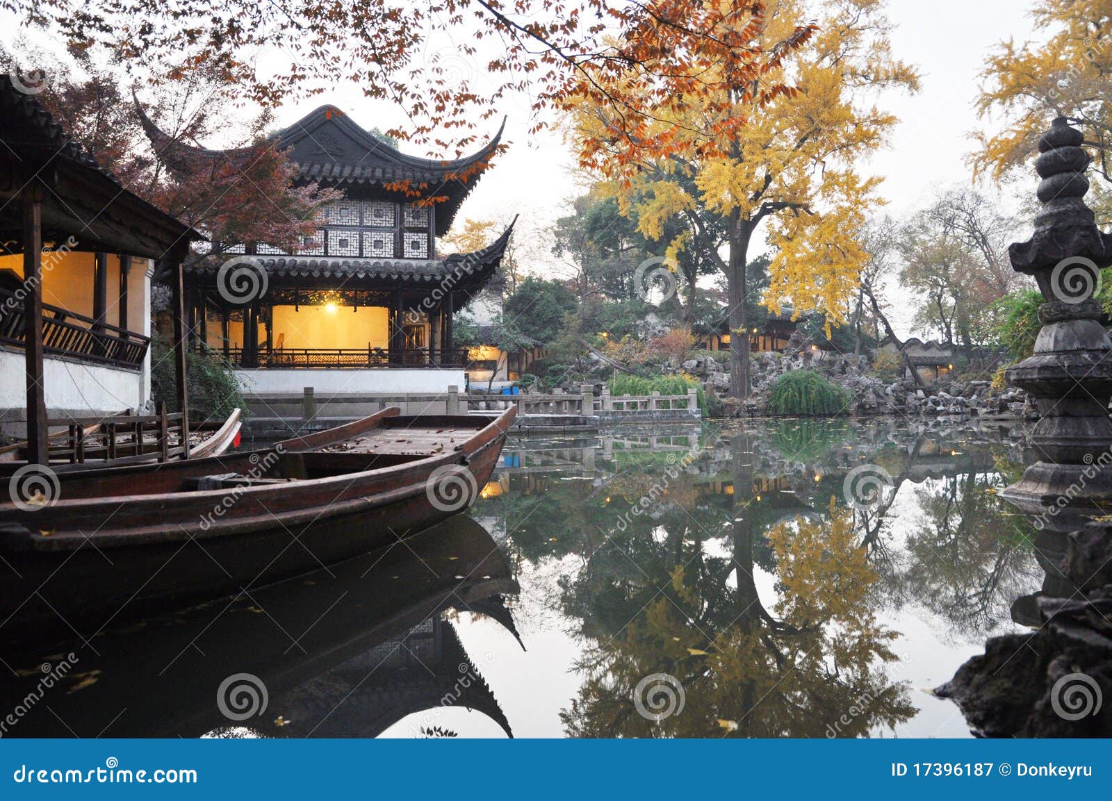 Suzhou garden stock image. Image of chinese, pond, boat - 17396187
