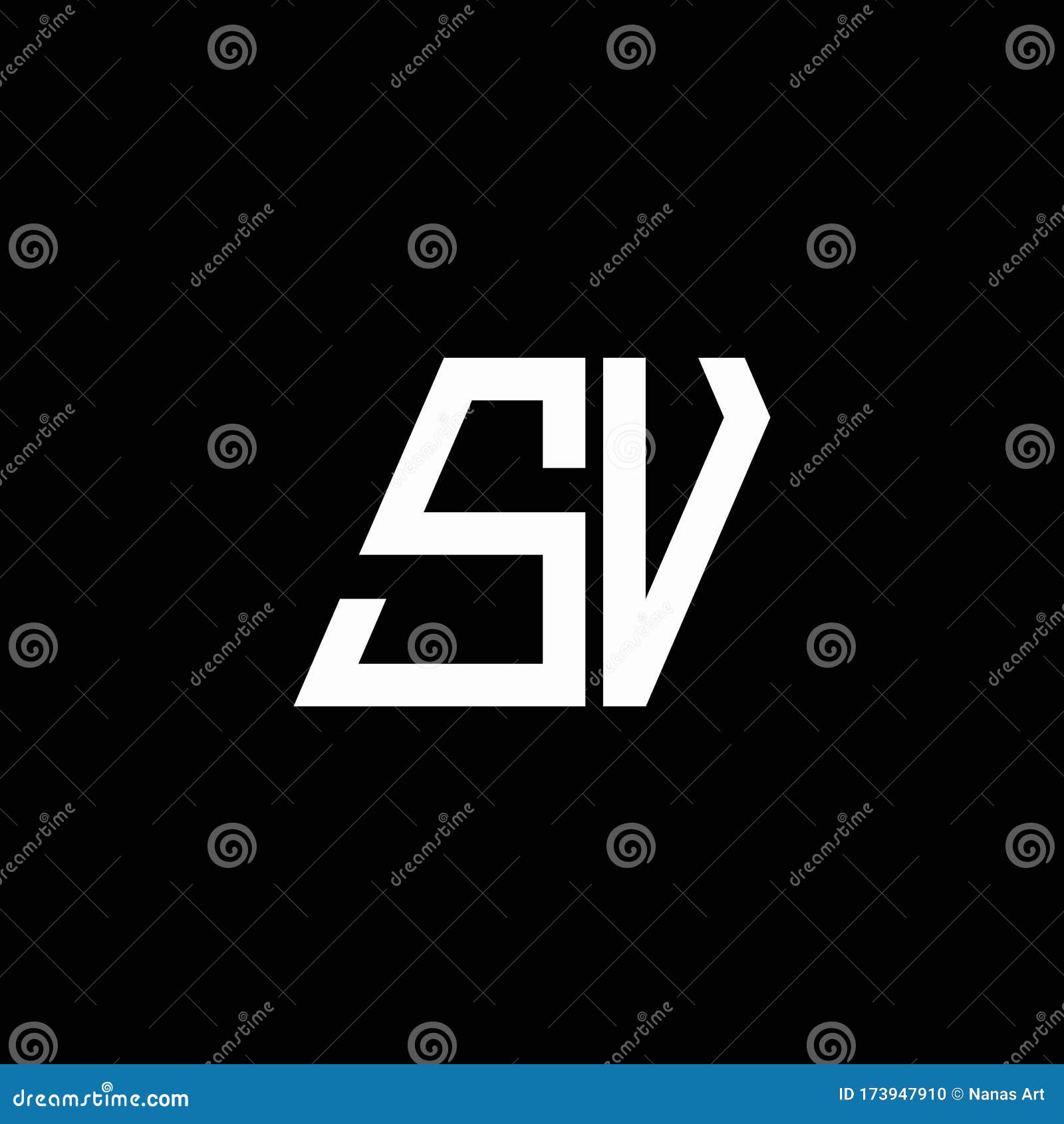 SV Logo Abstract Monogram Isolated on Black Background Stock Vector ...