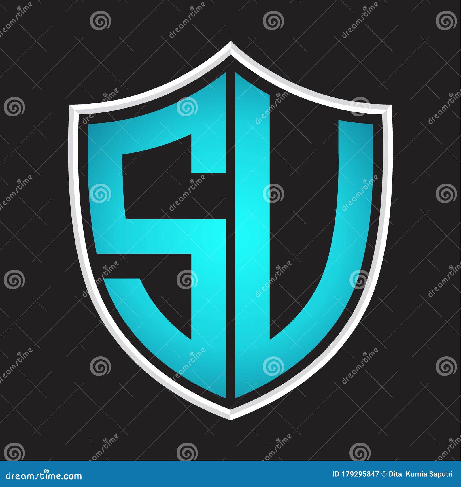 SV Logo Monogram with Shield Shape Isolated Blue Colors on Outline ...