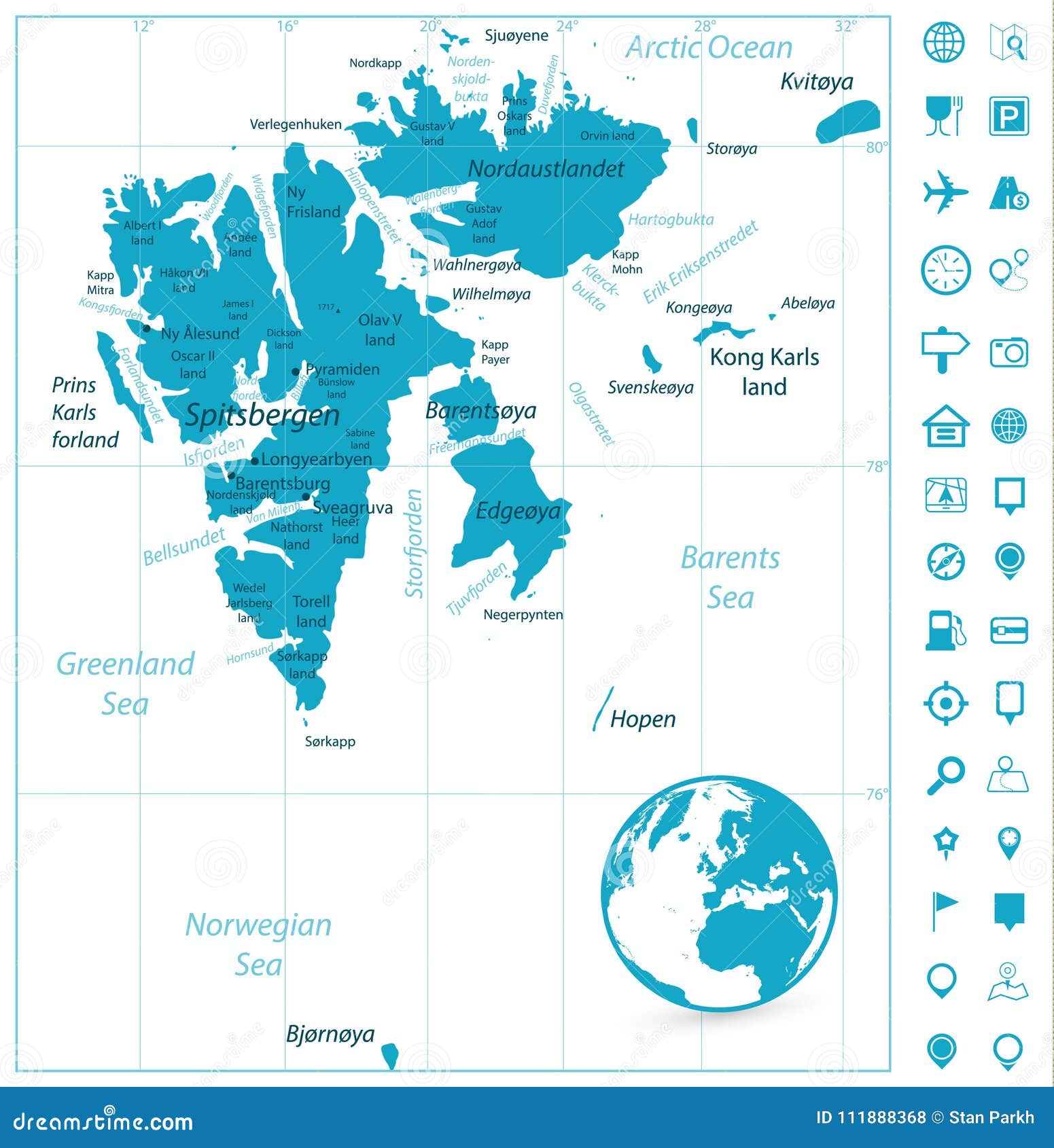 Svalbard Map and Navigation Icons Stock Vector - Illustration of atlas ...
