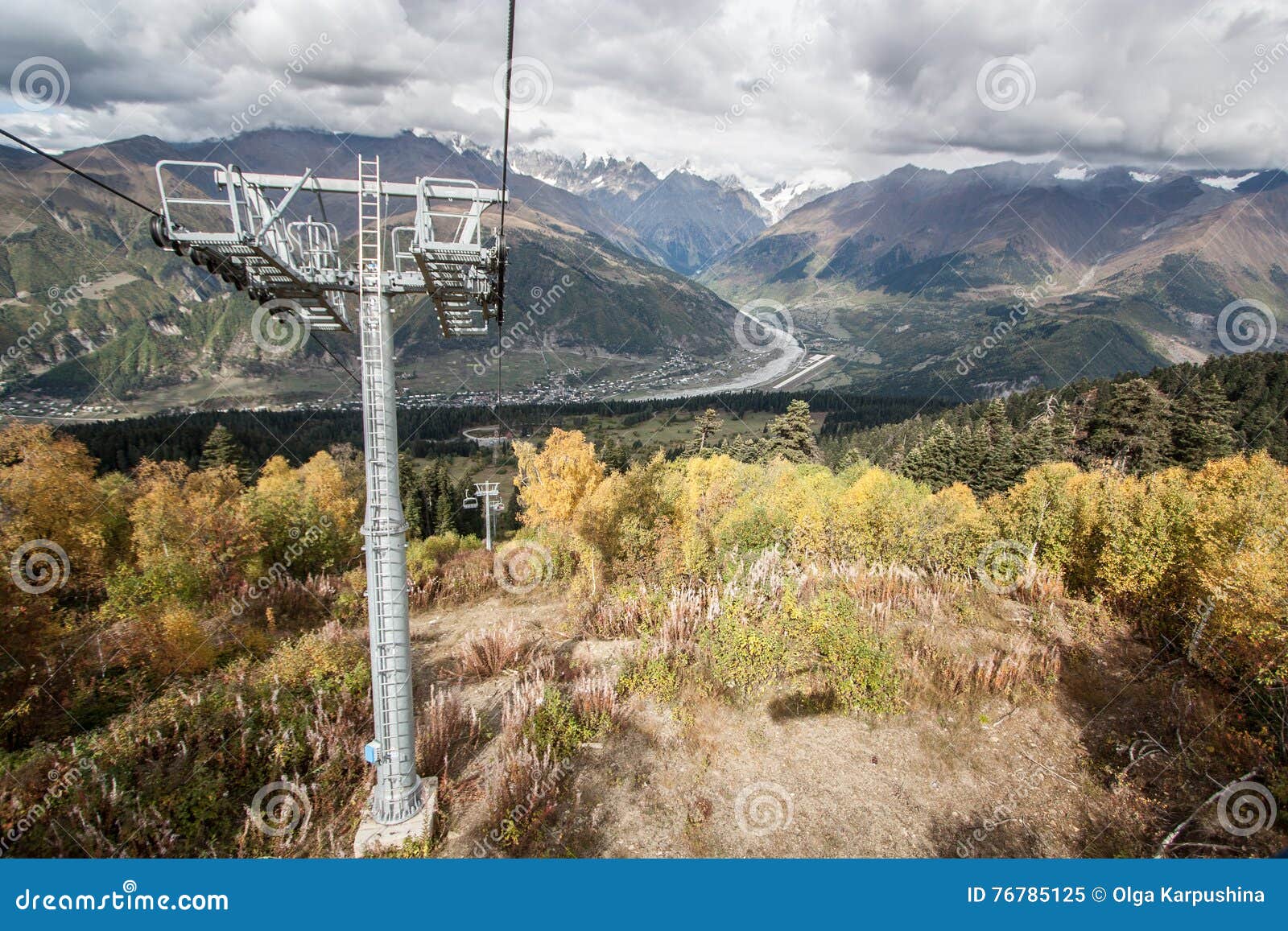 Svanetia in autumn stock image. Image of yellow, tourism - 76785125