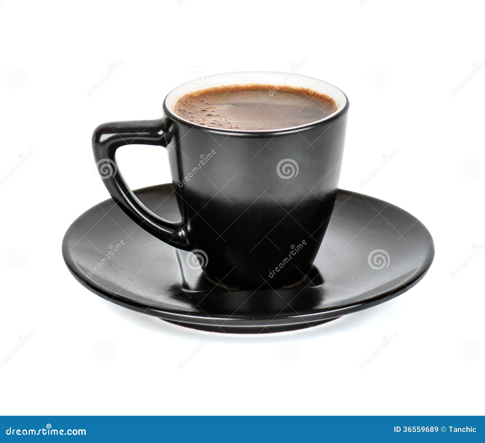 Svart Kopp Och Tefat Med Ett Kaffe Fotografering för Bildbyråer - Bild ...