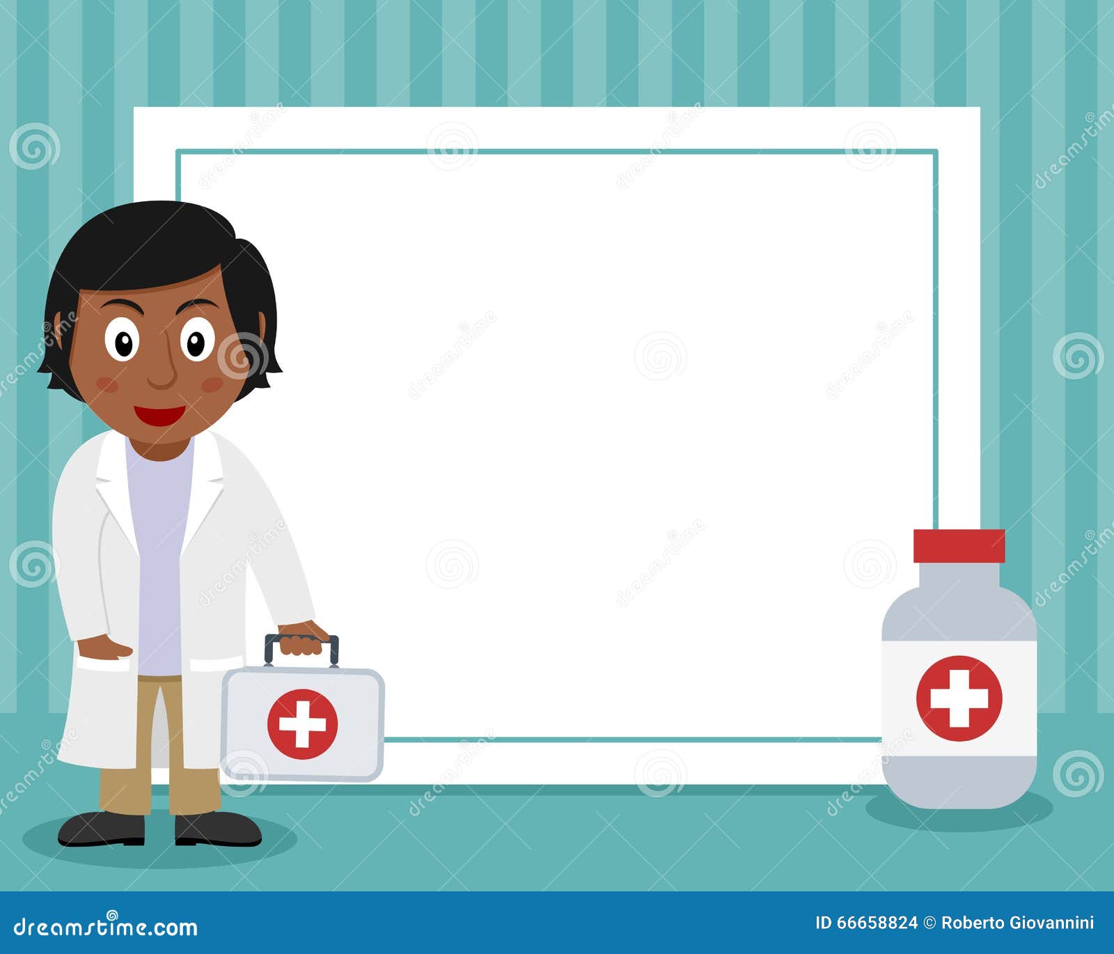 Svart Kvinnlig Doktor Horizontal Frame Vektor Illustrationer ...