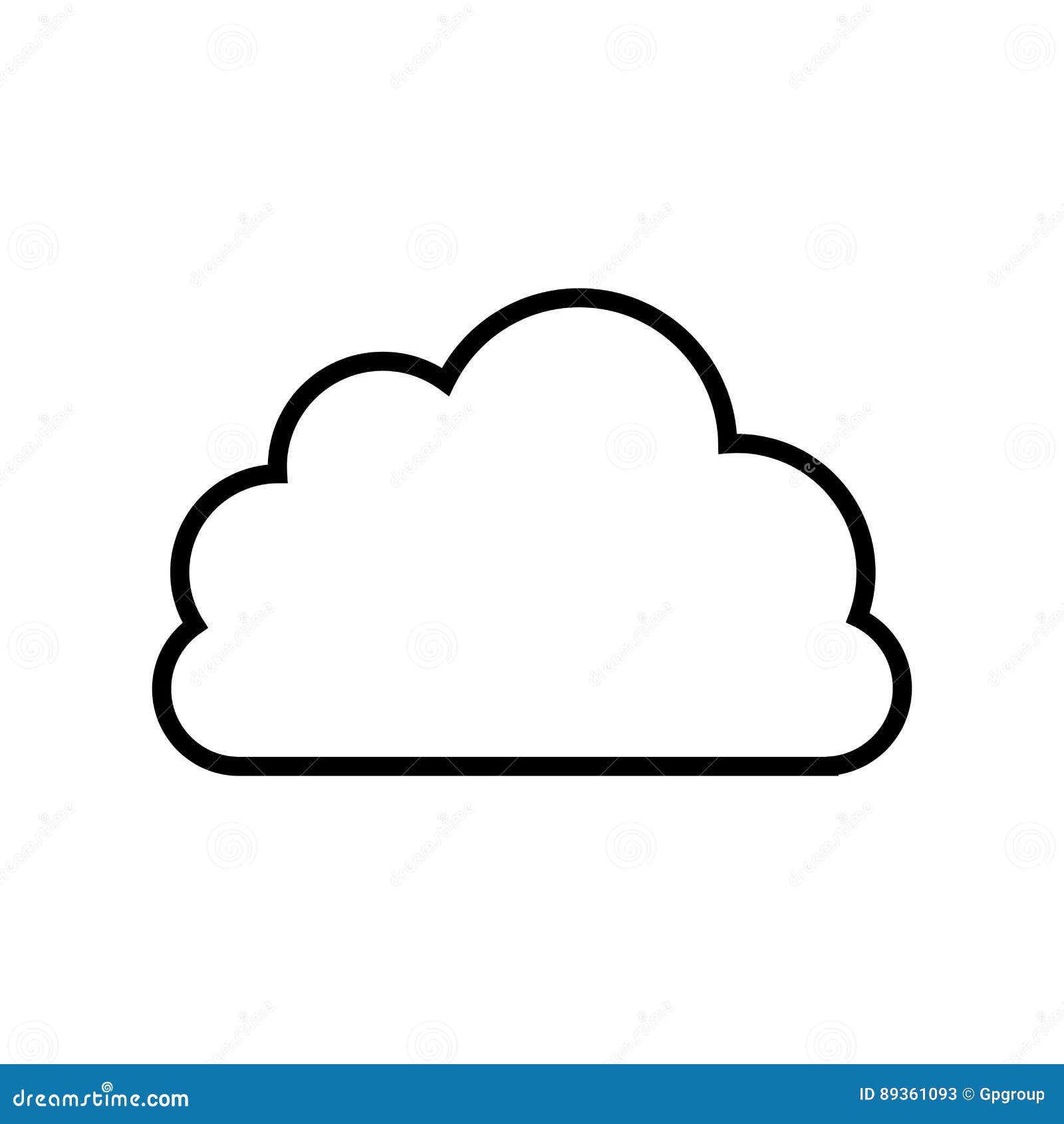 Svart Linje Kontur Av Molnet I Form Av Stackmolnet Stock Illustrationer ...