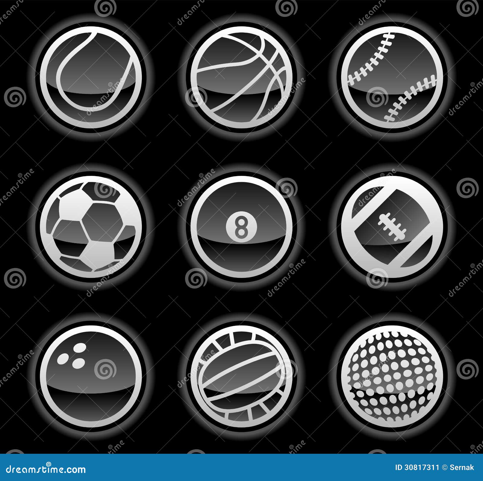 Svarta bollsymboler vektor illustrationer. Illustration av bakgrund ...