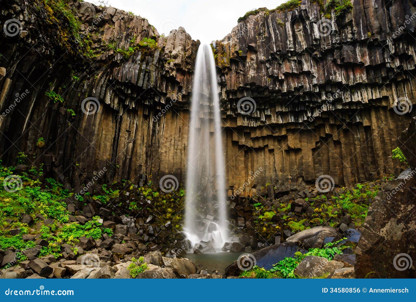 Svartifoss Lava Waterfall Iceland Stock Photo - Image of nature ...