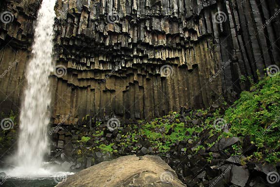 Svartifoss Waterfall and Basal Stock Photo - Image of magnificent ...