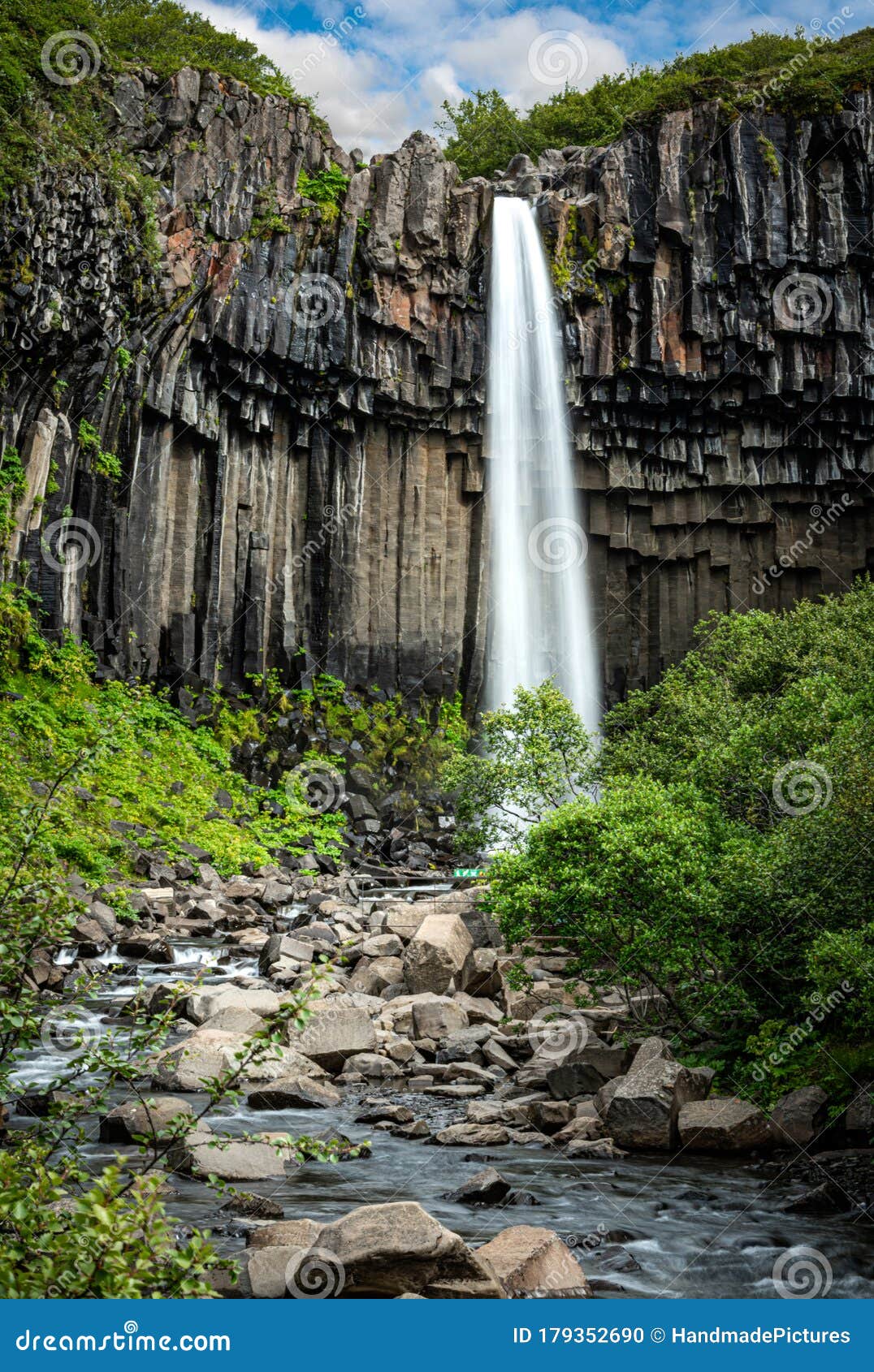 Svartifoss Waterfall Surrounded by Basalt Columns Iceland Stock Photo ...