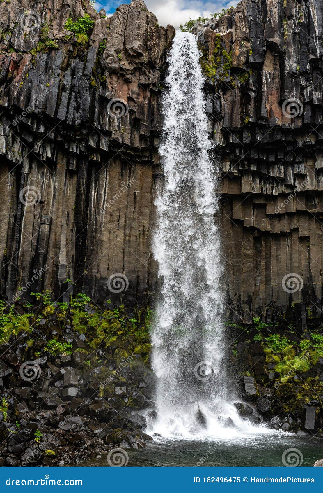 Svartifoss Waterfall Surrounded by Basalt Columns Iceland Stock Image ...