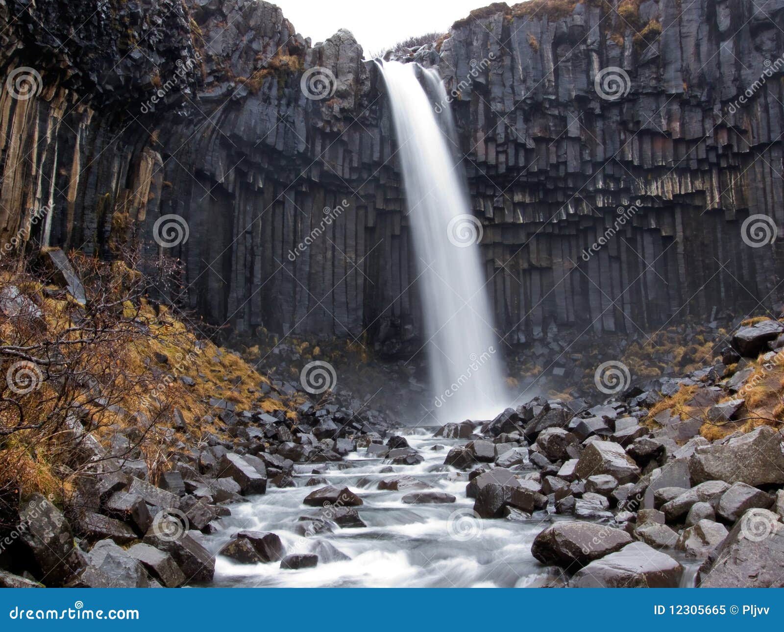 Svartifoss Waterfall, Volcanic Iceland Stock Image - Image of mountain ...