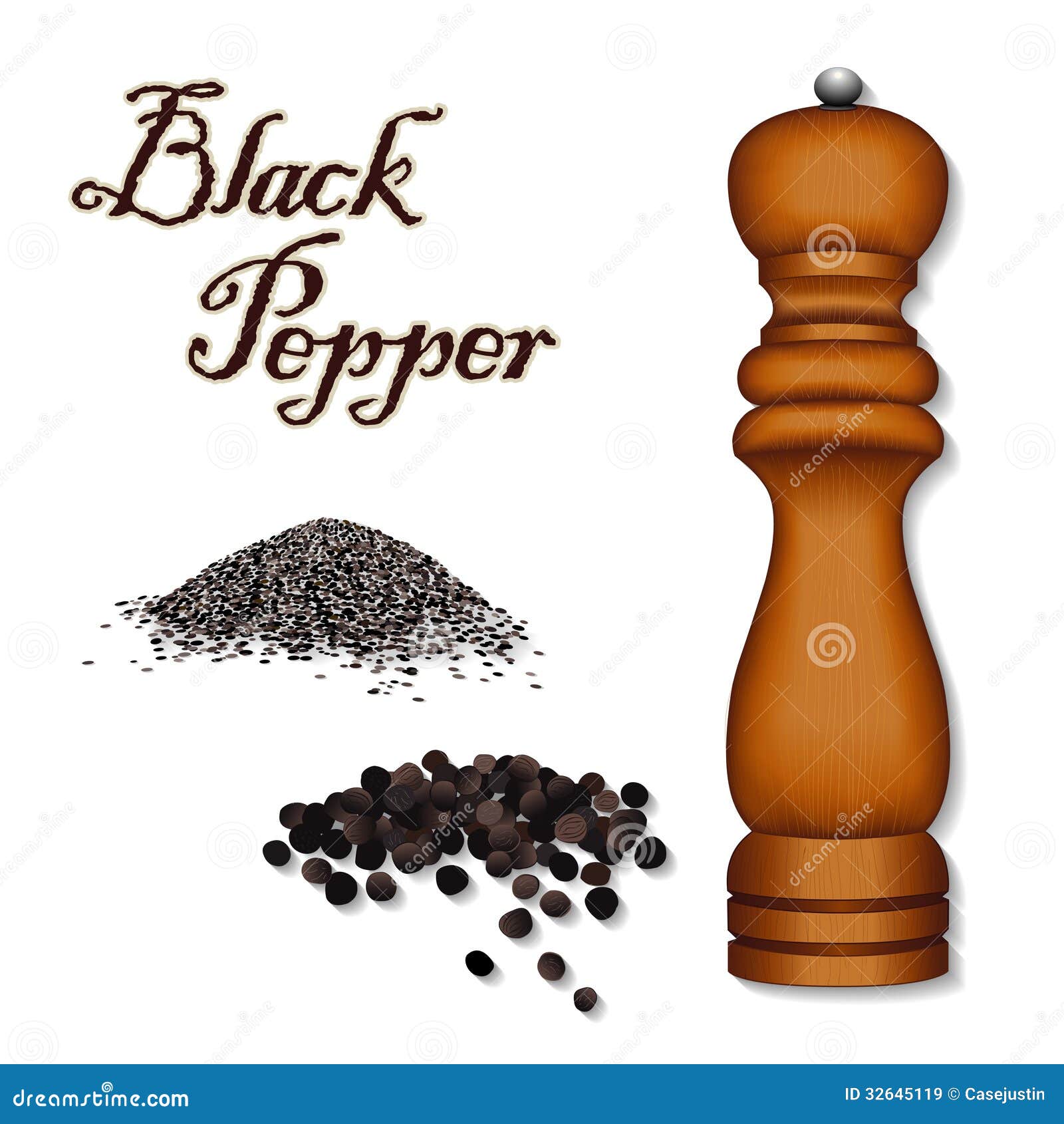 Svartpeppar Wood Peppar Maler Vektor Illustrationer - Illustration av ...