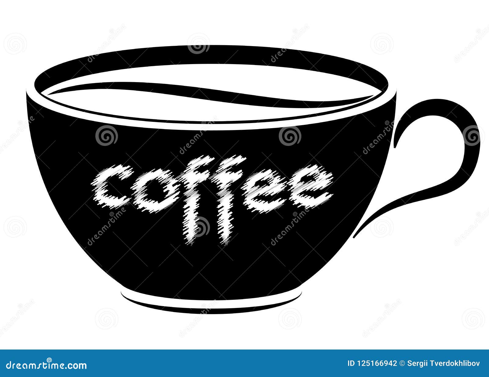 Svartvit Kopp Med Kaffe Logo Eller Emblem Vektor Illustrationer ...