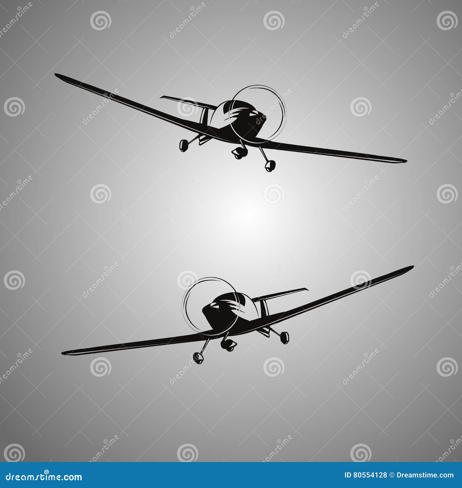 Svartvitt Stiliserat Flygplan Stock Illustrationer - Illustration av ...