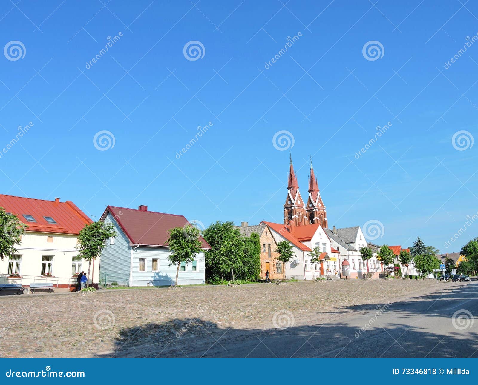 Sveksna town, Lithuania editorial stock photo. Image of houses - 73346818