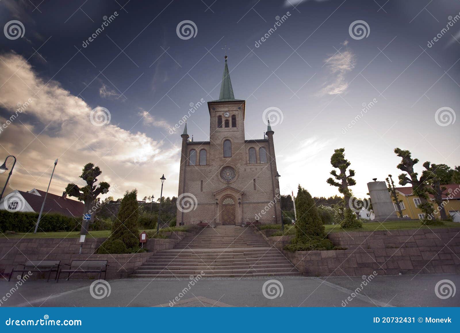 Svelvik Church stock image. Image of vestfold, wide, evening - 20732431