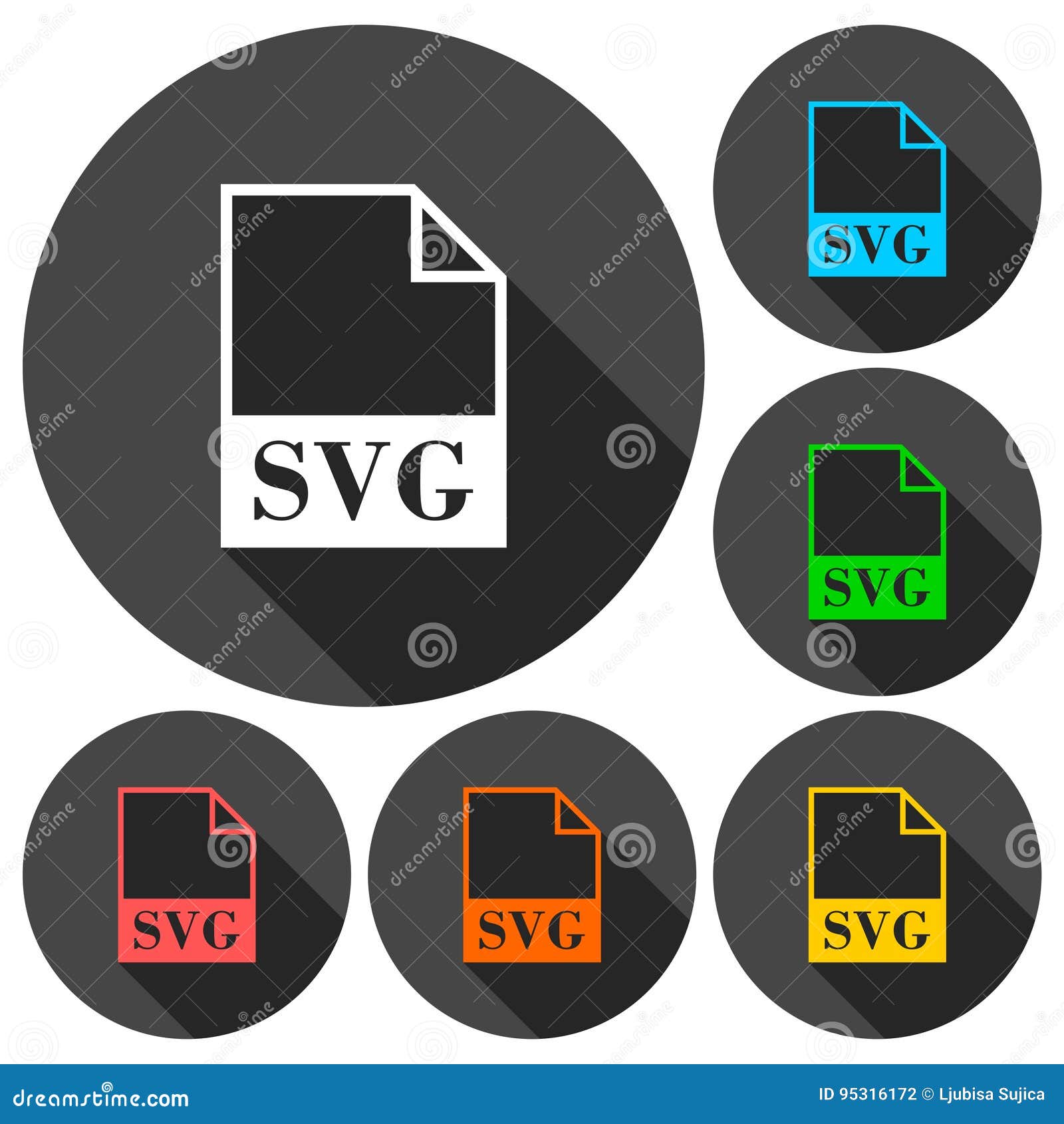 SVG File Icons Set with Long Shadow Stock Vector - Illustration of ...
