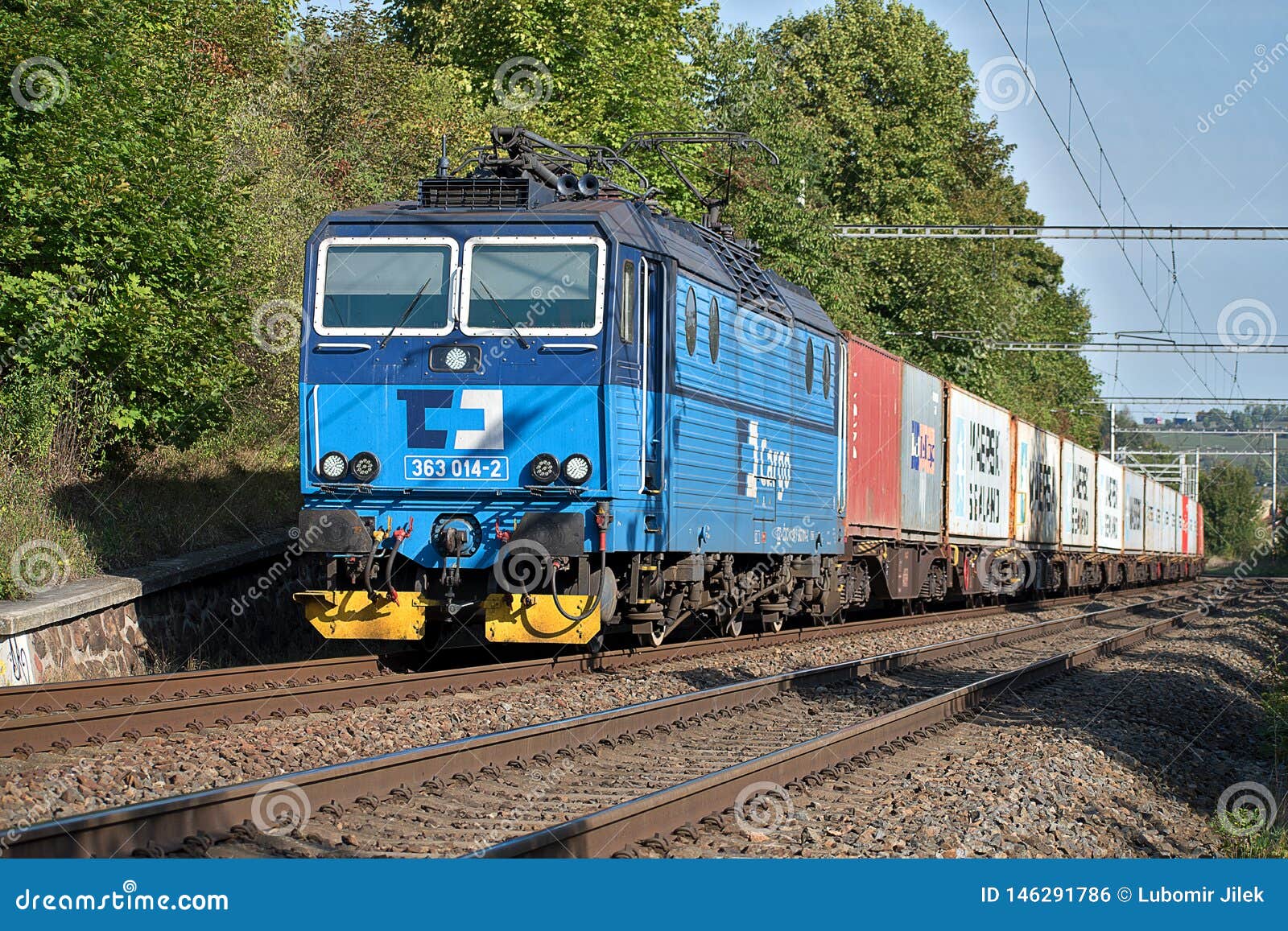 Svitavy, Czech Republic - 20.4.2019: Freight Train with Container ...