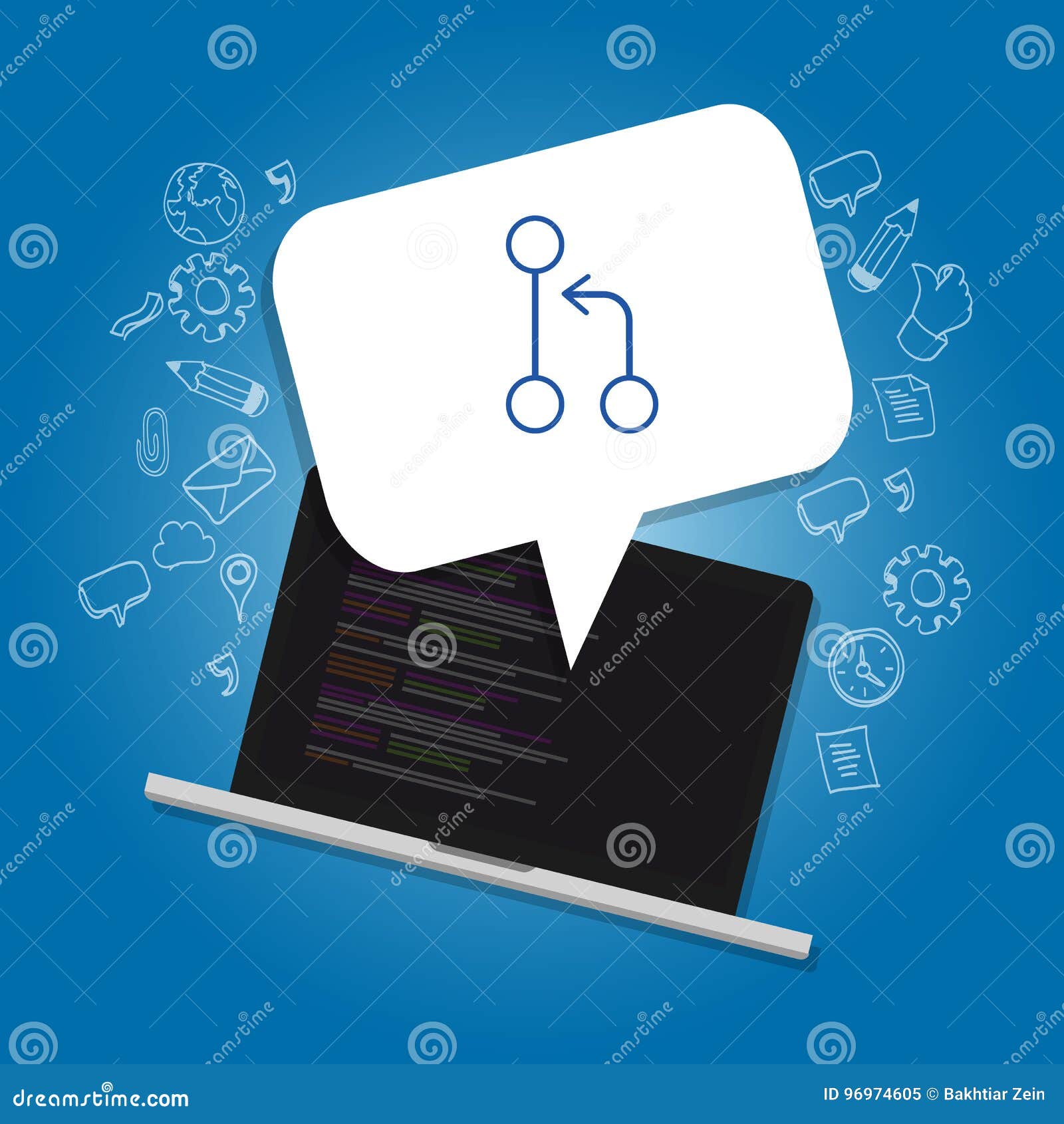 Svn Sub Version Programming Control And Git Stock Vector Illustration Of Commit Program 96974605