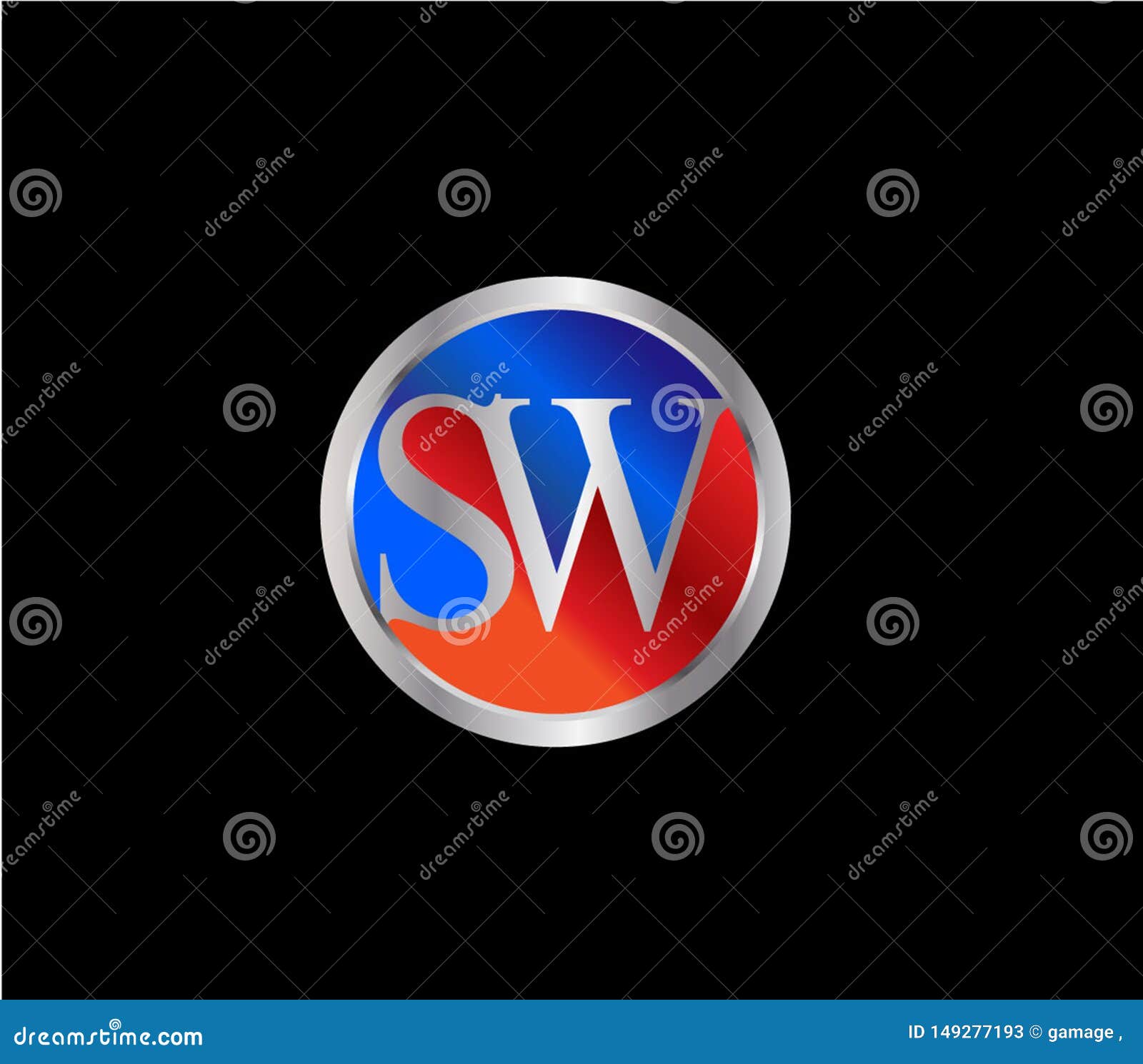 SW Initial Circle Shape Red Blue Silver Color Later Logo Design Stock ...