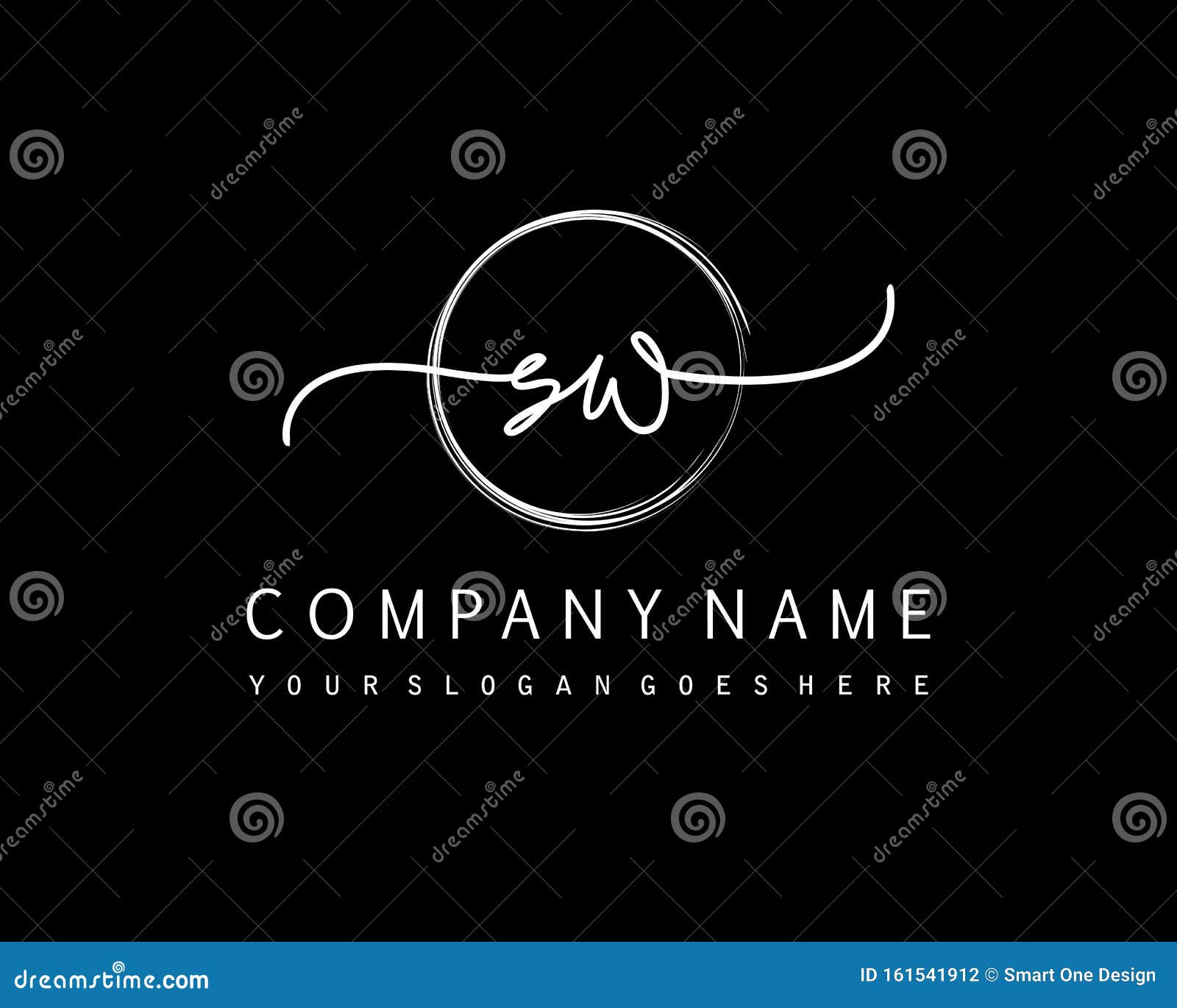 SW Initial Handwriting Logo Circle Hand Drawn Template Vector Stock ...