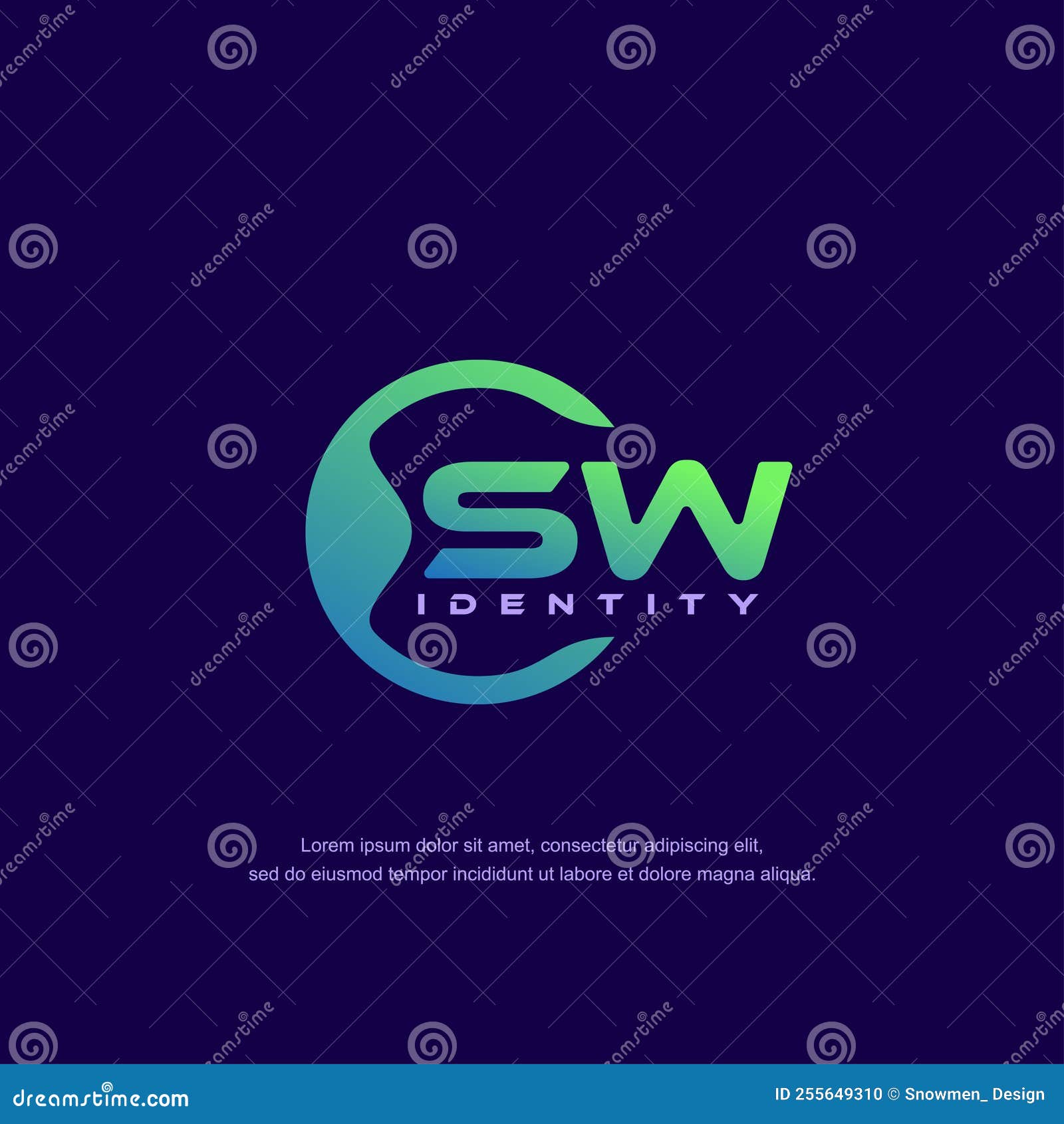 SW Initial Letter Circular Line Logo Template Vector with Gradient ...