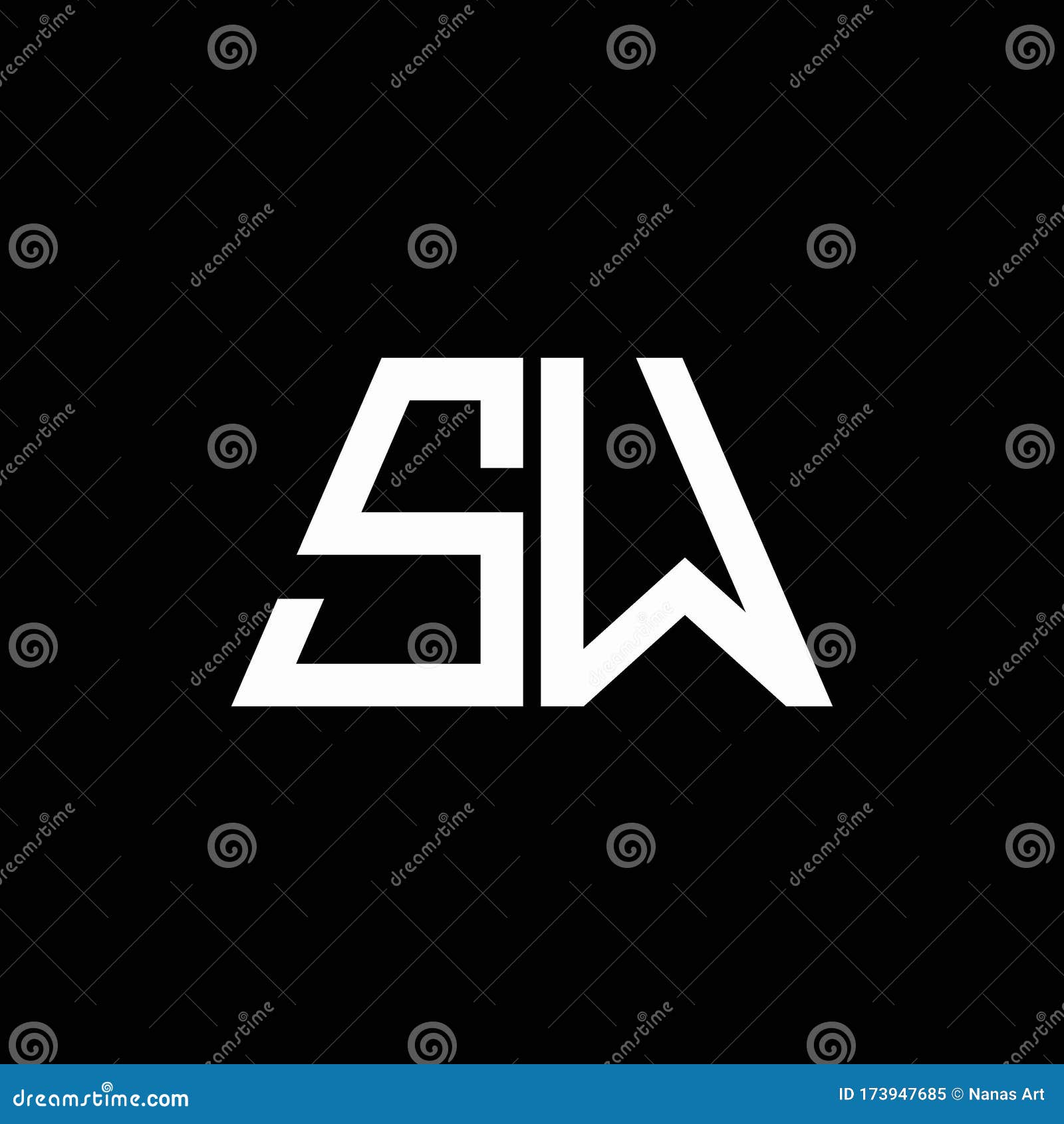 SW Logo Abstract Monogram Isolated on Black Background Stock Vector ...
