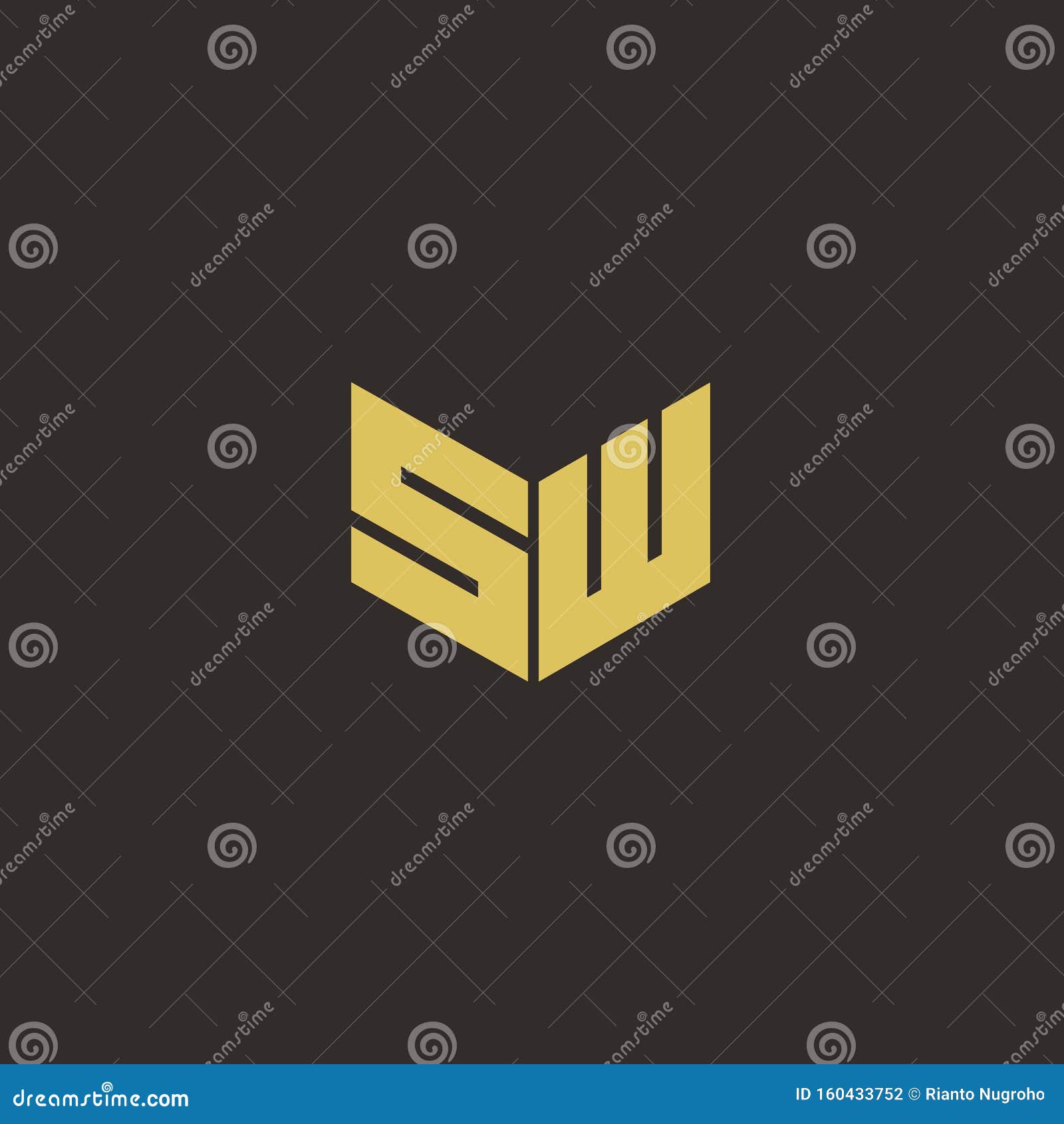 SW Logo Letter Initial Logo Designs Template with Gold and Black ...