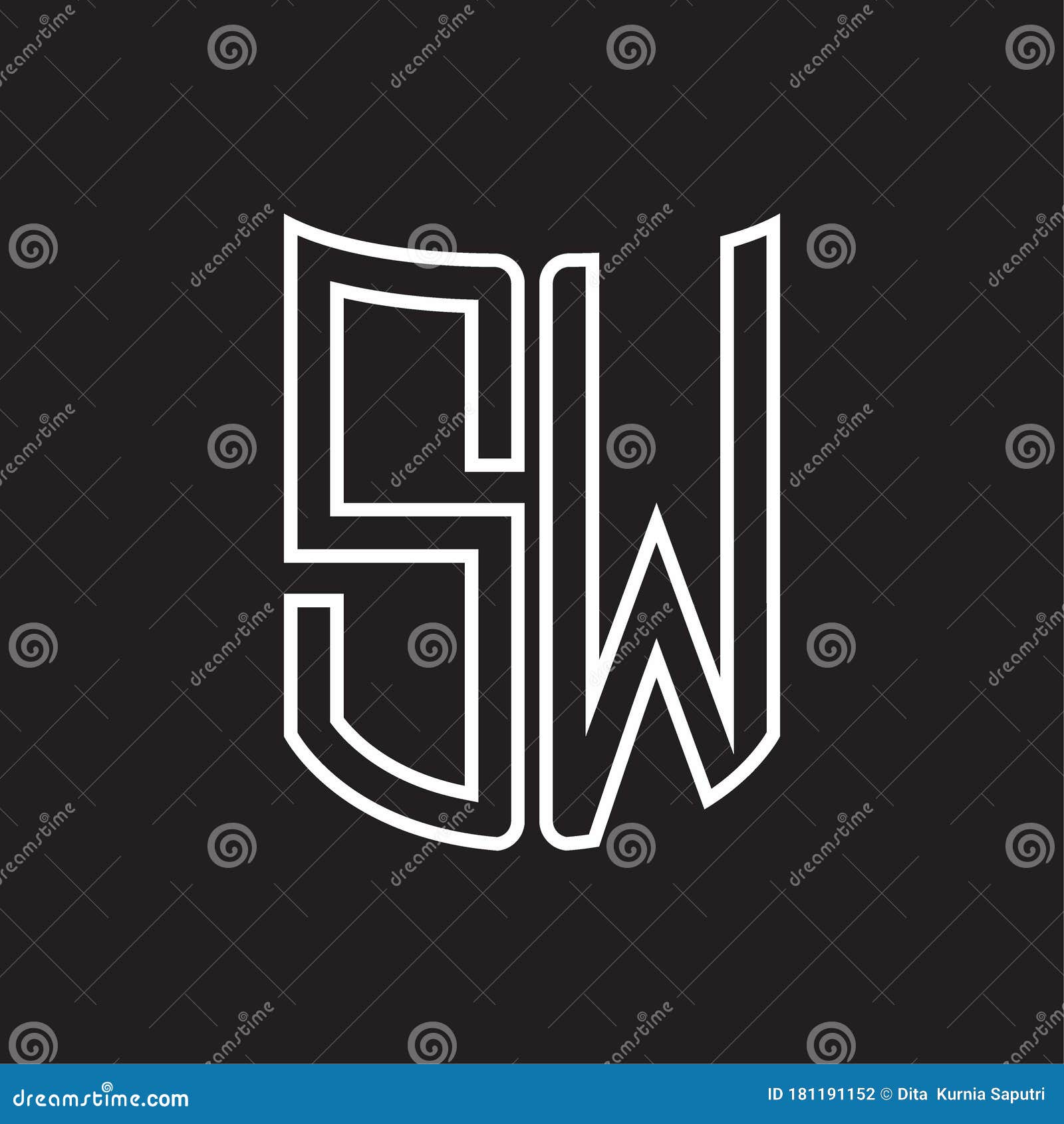 SW Logo Monogram with Ribbon Style Outline Design Template Stock Vector ...