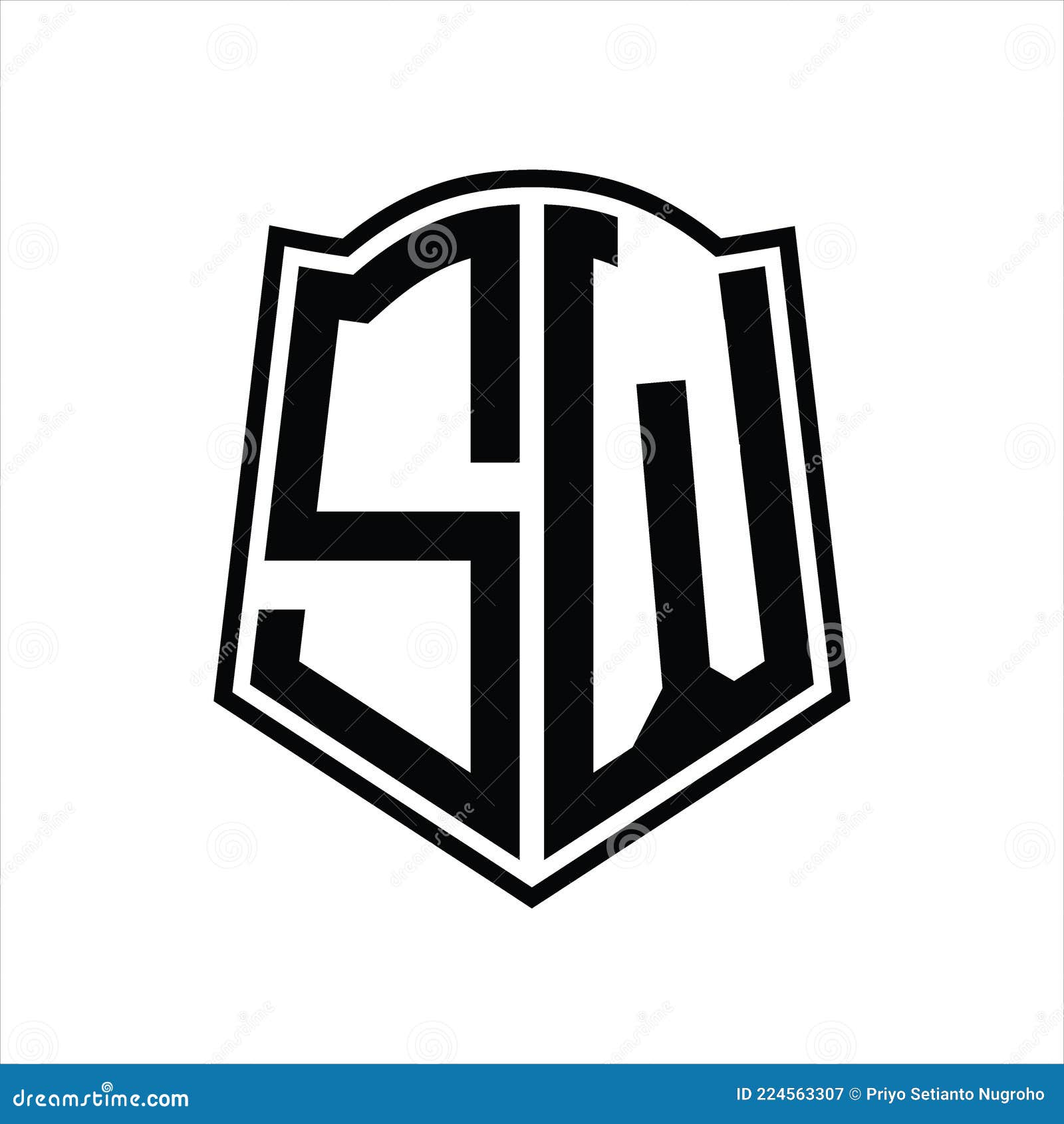SW Logo Monogram with Shield Shape Outline Design Template Stock Vector ...