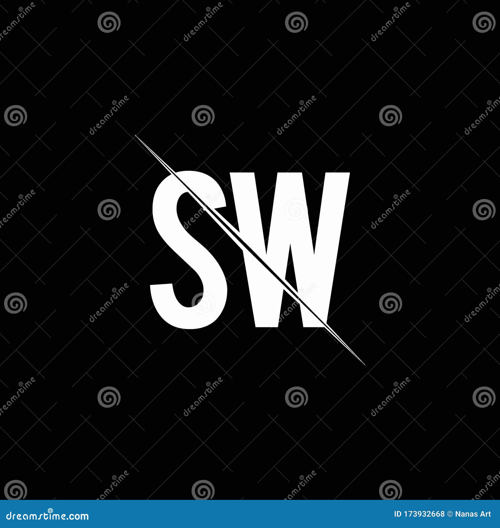 SW Logo Monogram with Slash Style Design Template Stock Vector ...