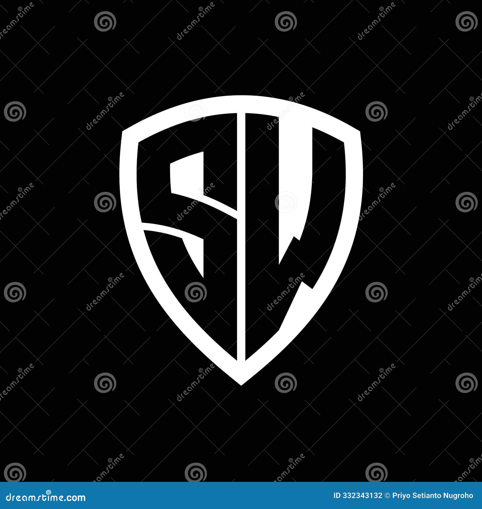 SW Monogram Logo with Bold Letters Shield Shape with Black and White ...