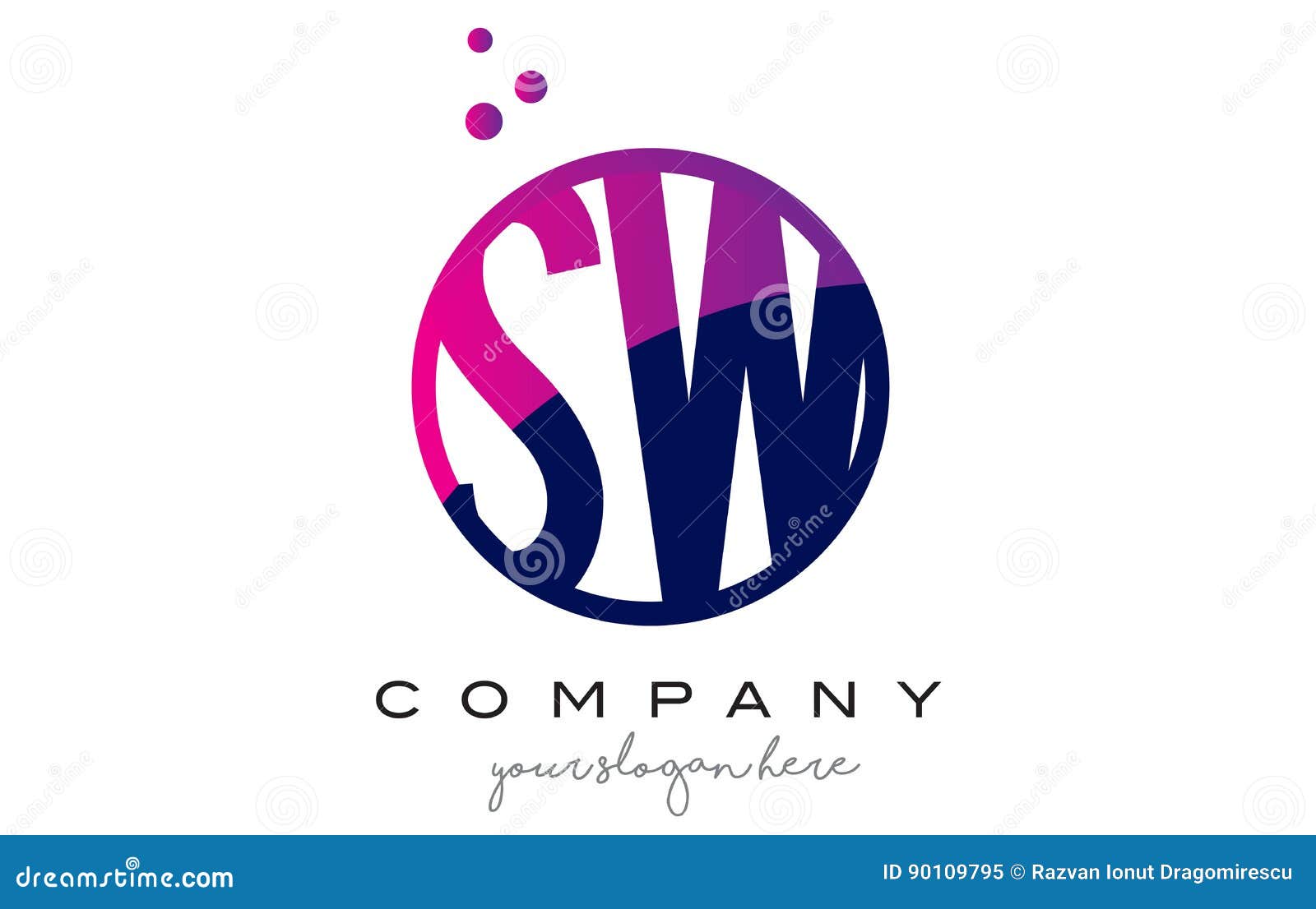 Sw S W Circle Letter Logo Design With Purple Dots Bubbles Stock Vector Illustration Of